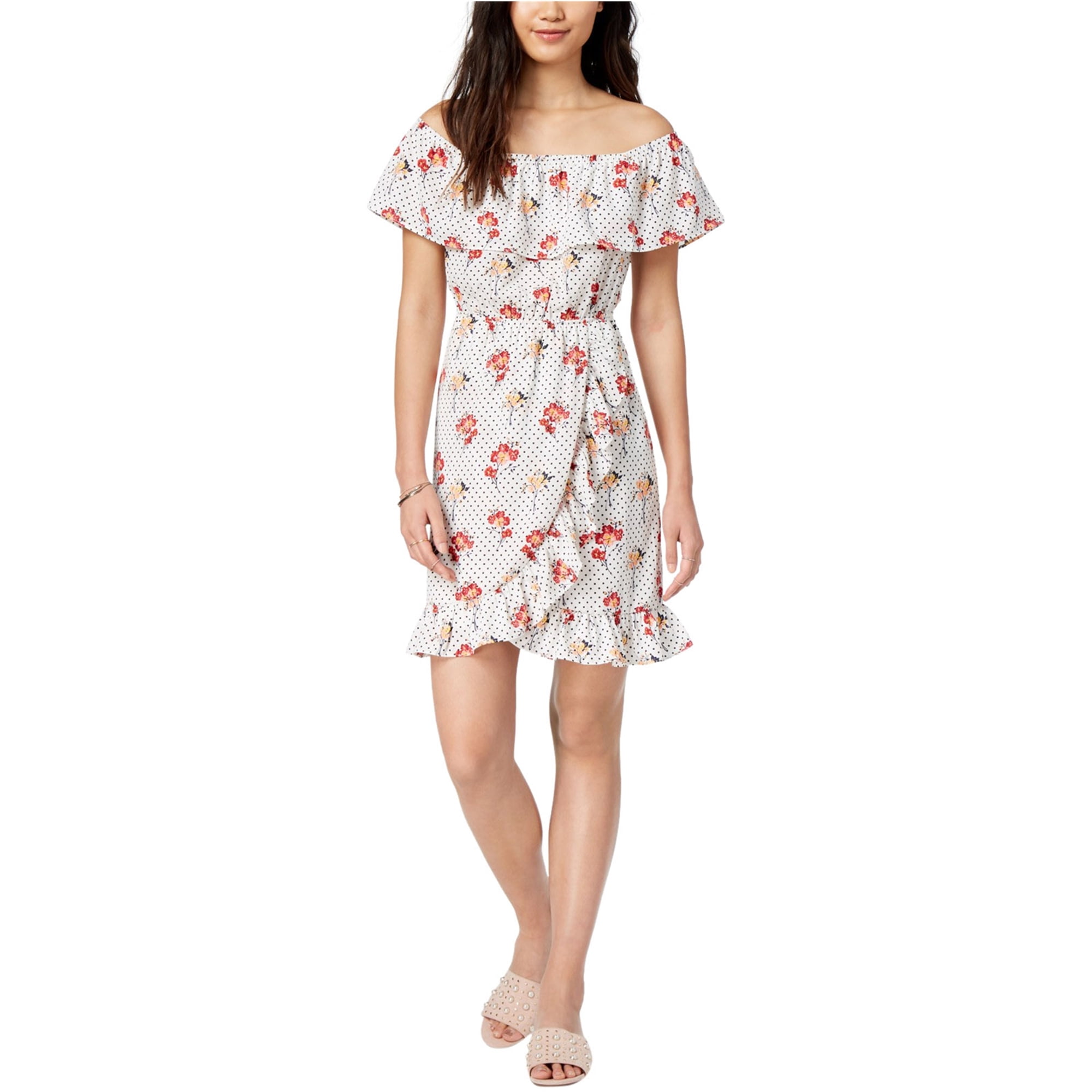 Maison Jules Womens Faux Wrap Fit & Flare Dress - Walmart.com