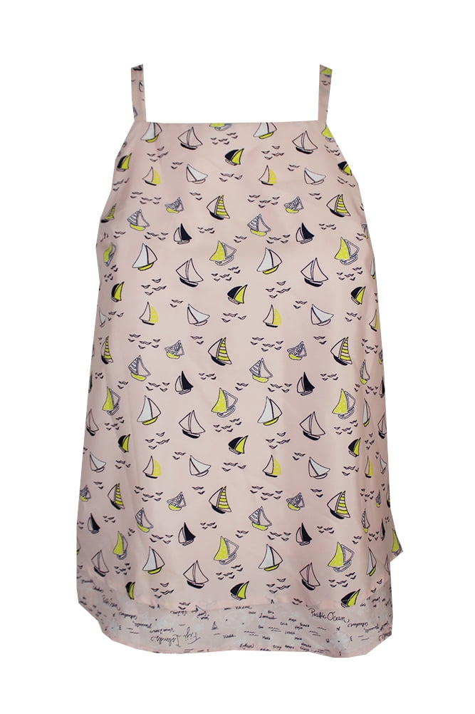 Maison Jules Womens Shell Pink Yellow Anchor-Print Layered-Hem Top XS ...
