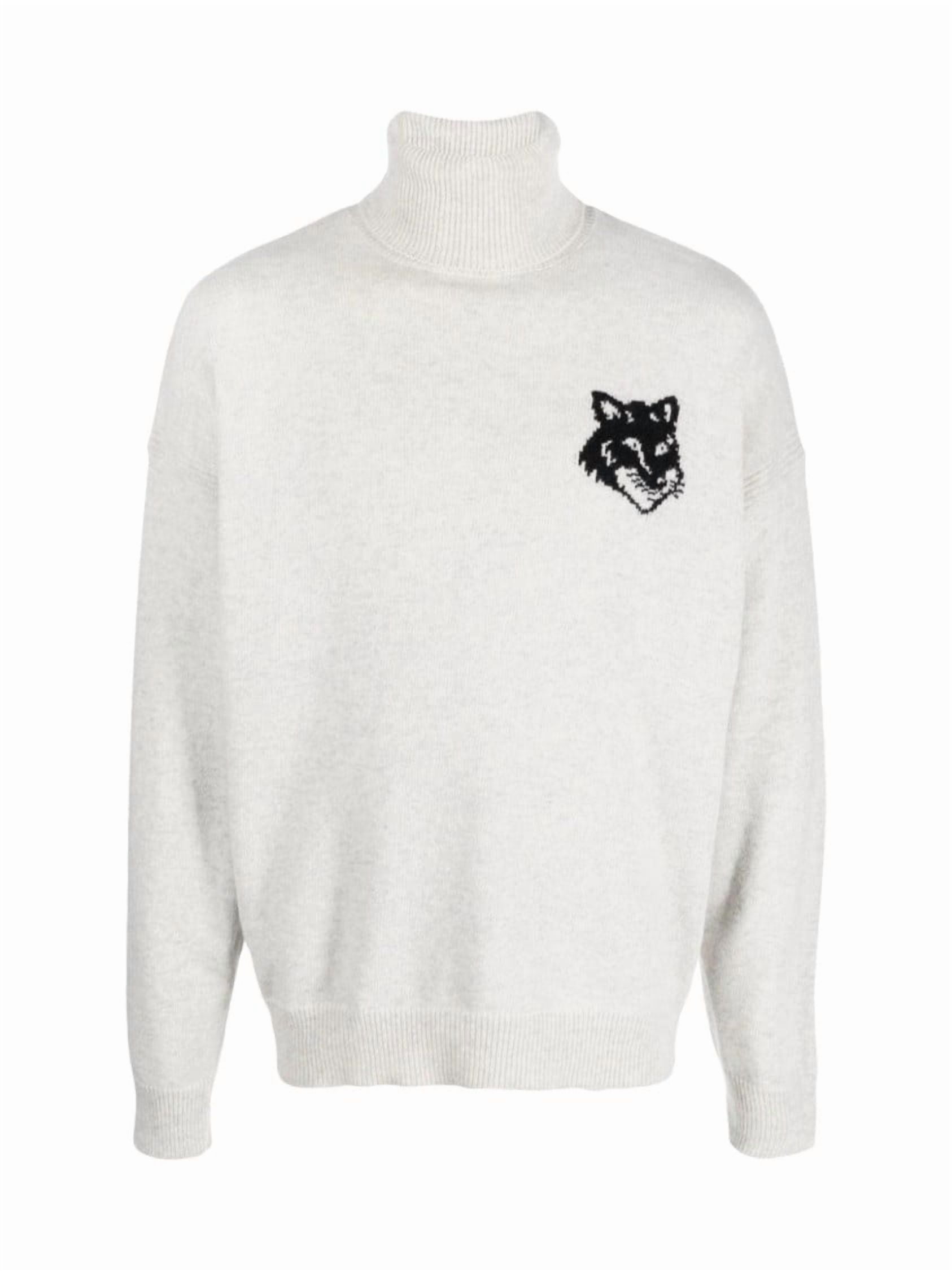 Maison Kitsuné Fox Head Intarsia Logo Turtleneck Sweater (Men's ...