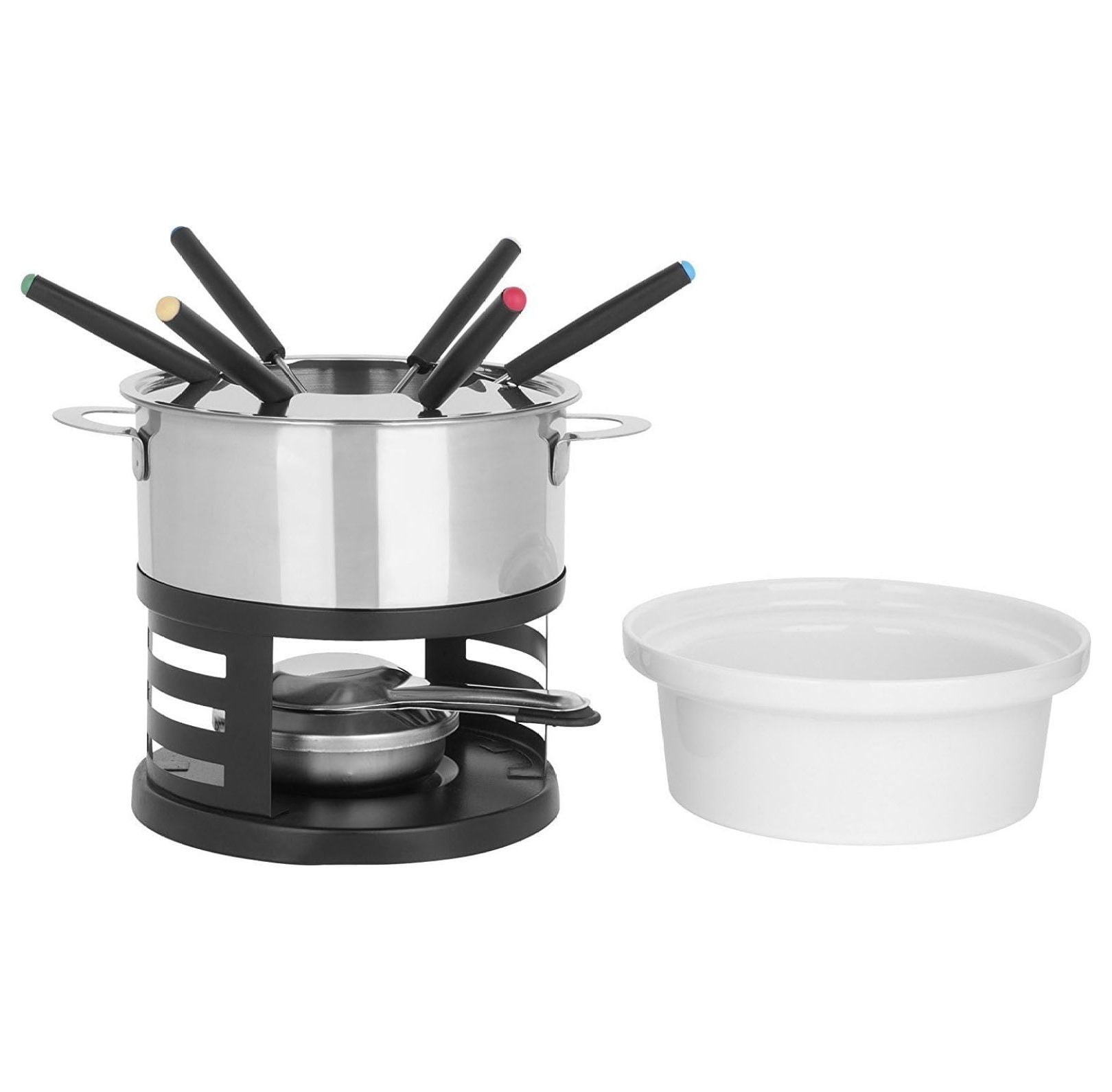 Maison Lotto 11-Piece Stainless Steel Fondue Set with 44-Ounce Pot, 6 ...