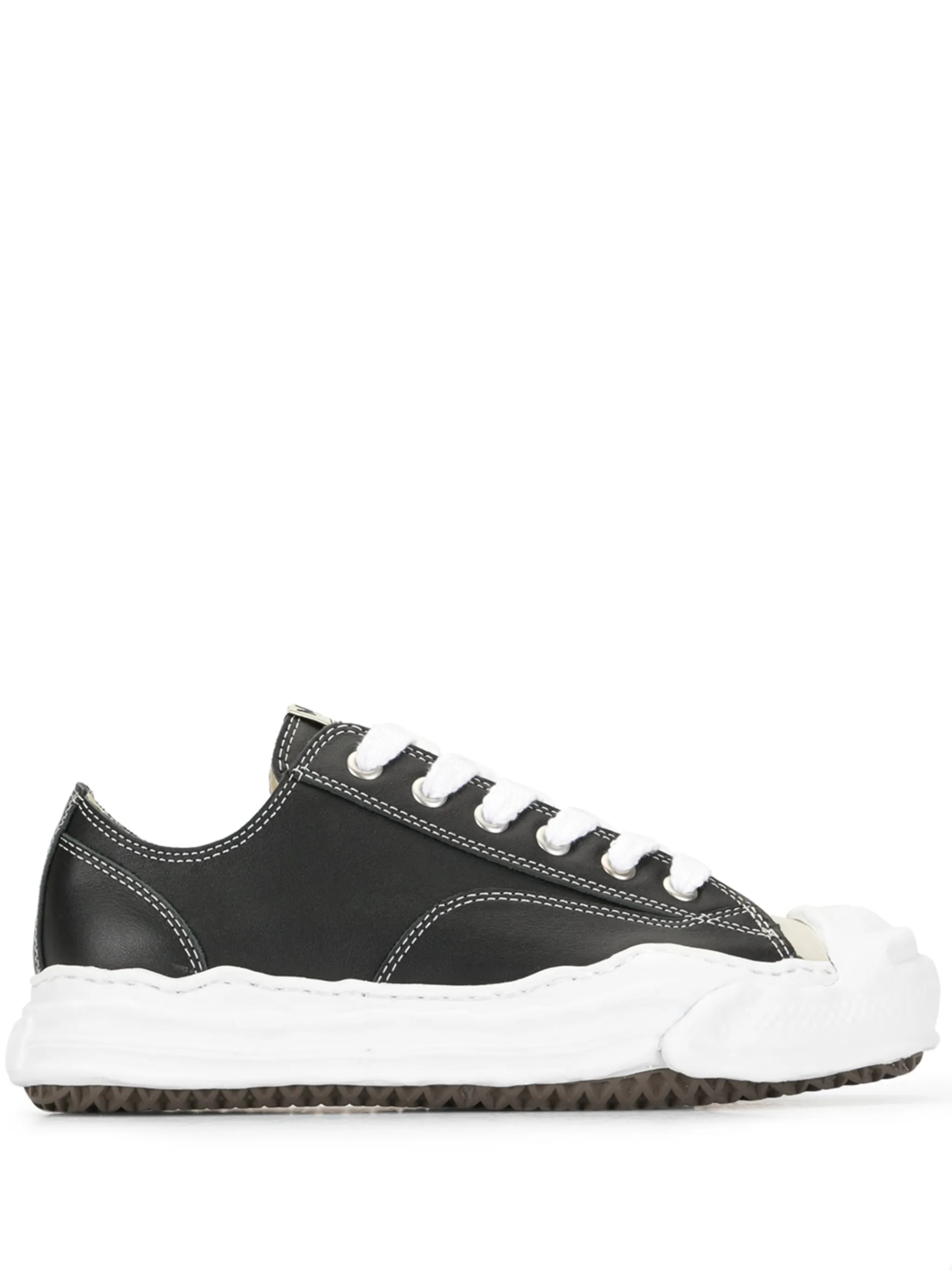 Maison MIHARA YASUHIRO MMY Shoes Black Leather low-top lace-up sneakers ...
