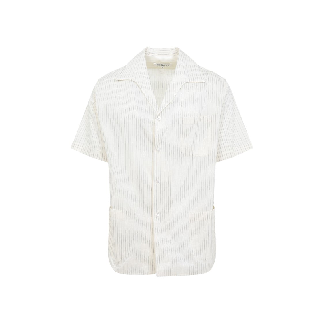 Maison Margiela Relaxed-Fit White Shirt With Subtle Vertical Stripes ...