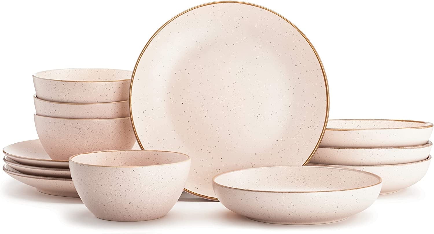 Maison Neuve Riverside 12-Piece Ceramic Stoneware Dinnerware Set for 4 ...
