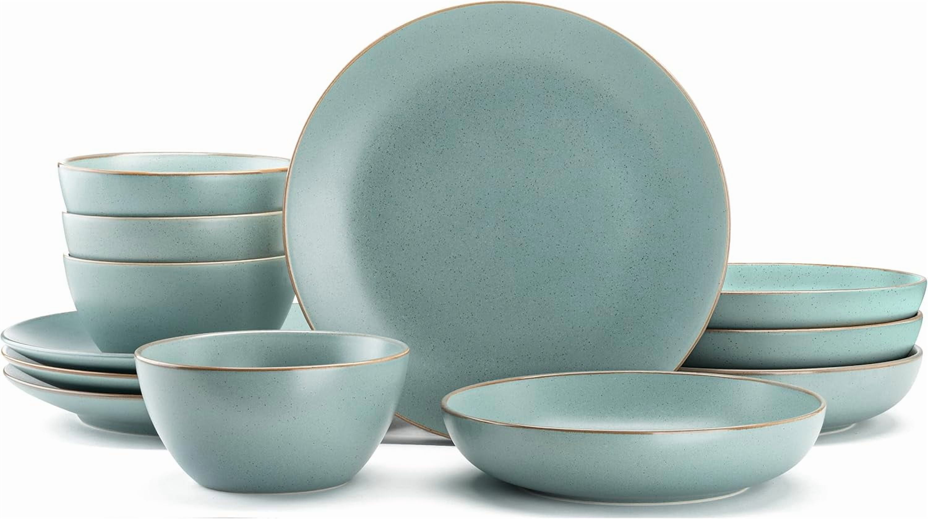 Maison Neuve Riverside 12-Piece Ceramic Stoneware Dinnerware Set for 4 ...