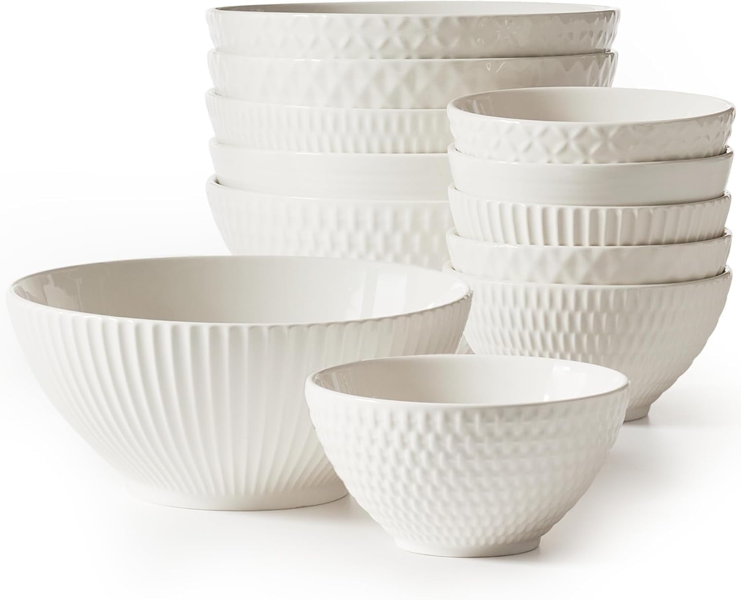 Maison Neuve Gianna 12-Piece Dinnerware Ceramic Serving Bowls Set ...