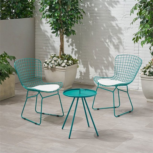 Noble House Parlange Outdoor 3 Piece Conversation Set with Cushions in ...