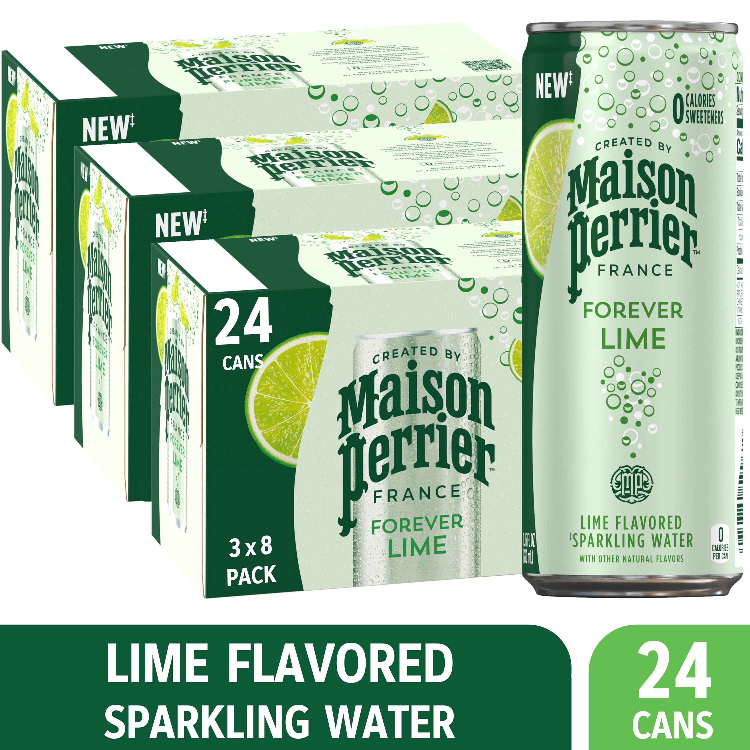 Maison Perrier Forever Lime-Flavored Sparkling Water, 267.6 fl oz, 24 ...