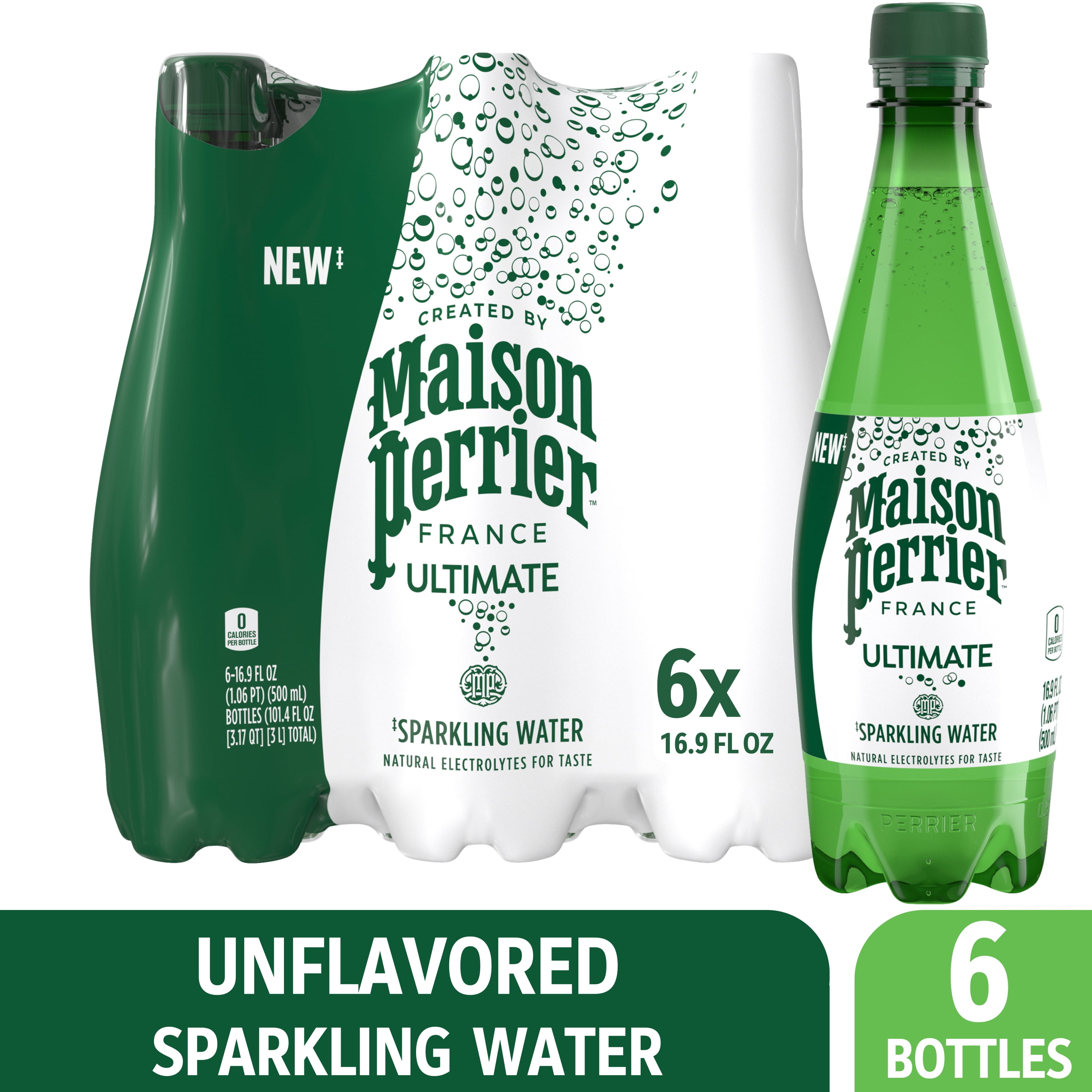 Maison Perrier Unflavored Sparkling Water, 101.4 fl oz, 6 Pack Plastic Water Bottles - Walmart.com