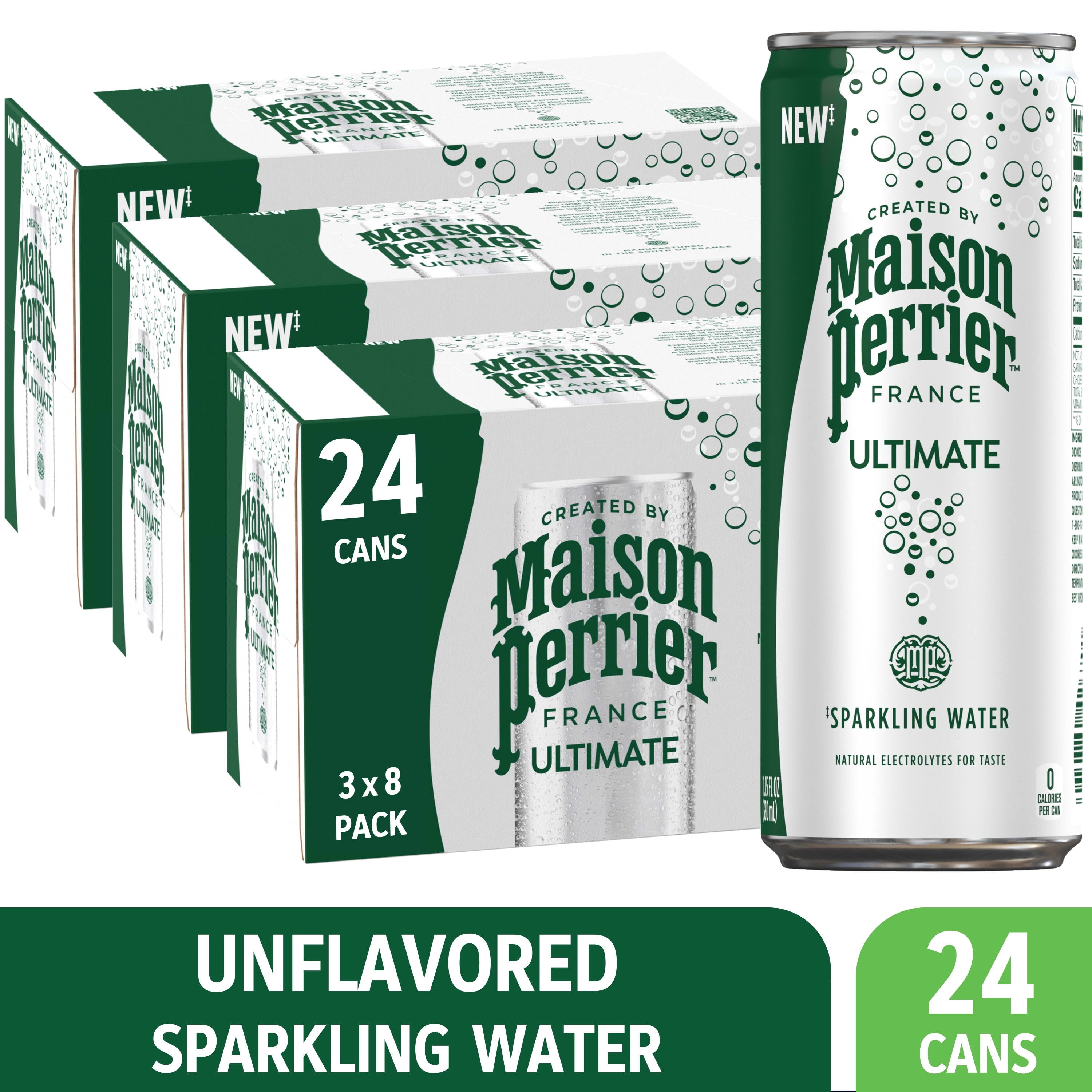 Maison Perrier Unflavored Ultimate Sparkling Water, 267.6 fl oz, 24 ...