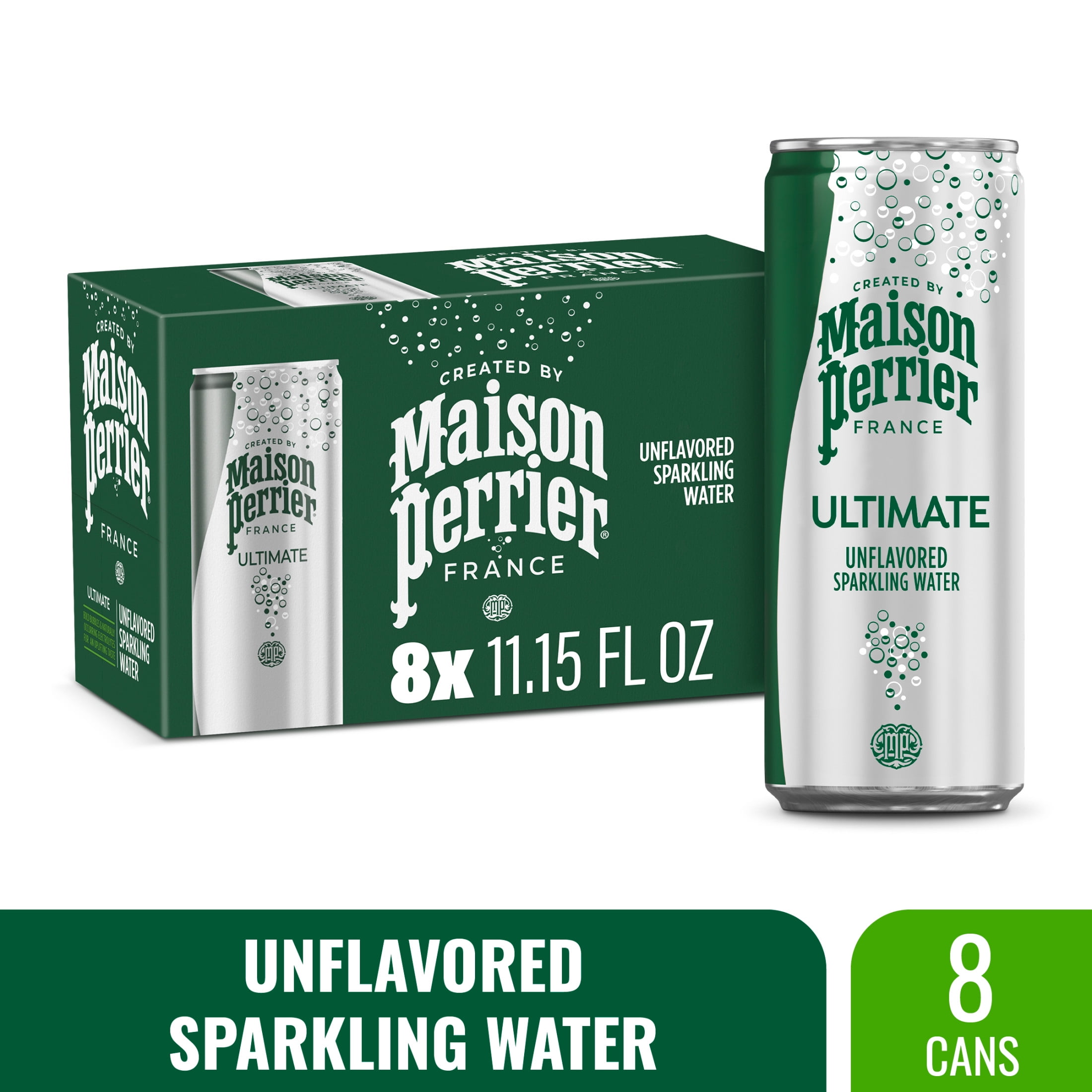 Maison Perrier Unflavored Ultimate Sparkling Water, 11.15 fl oz, 8 Pack Cans - Walmart.com