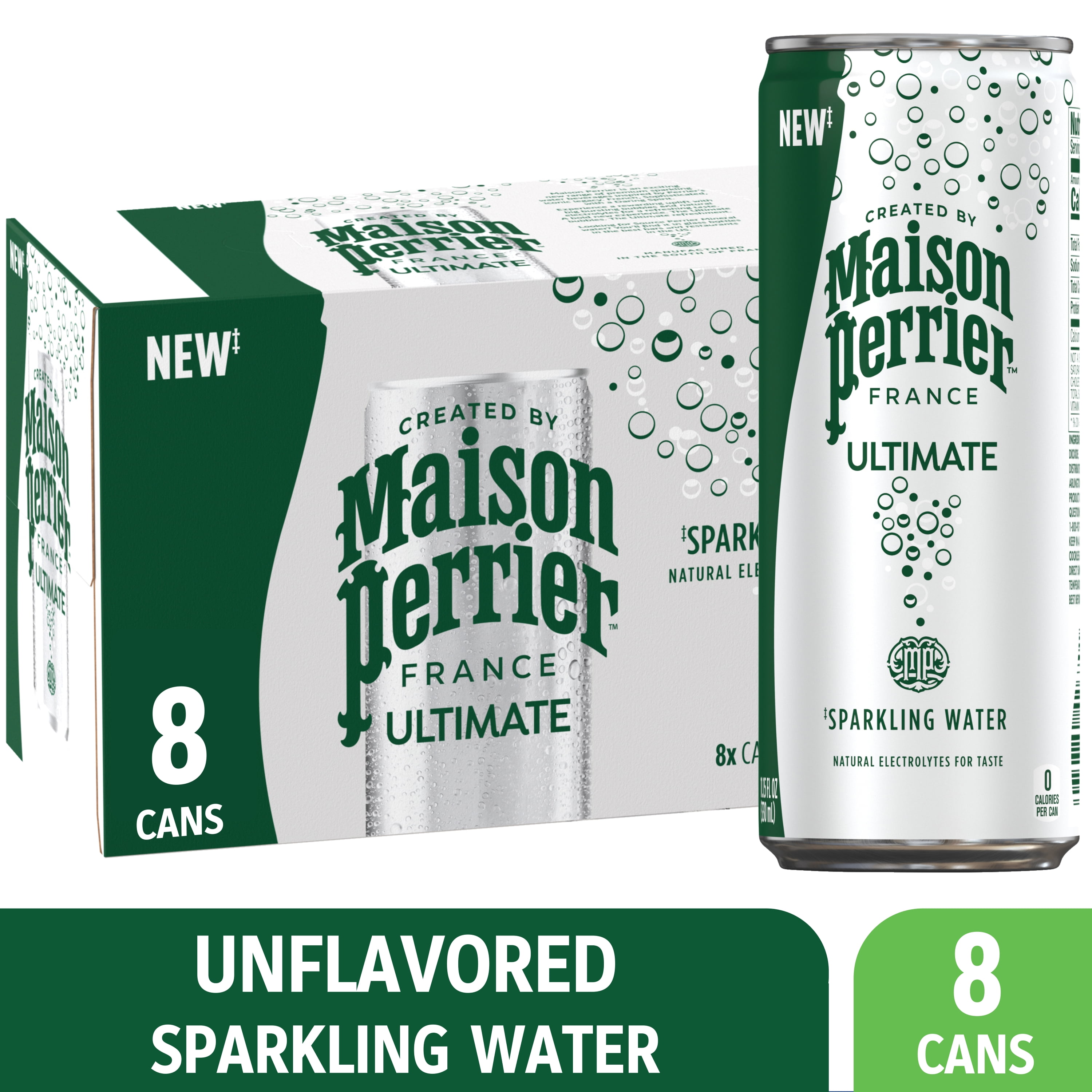 Maison Perrier Unflavored Ultimate Sparkling Water, 89.2 fl oz, 8 Pack ...