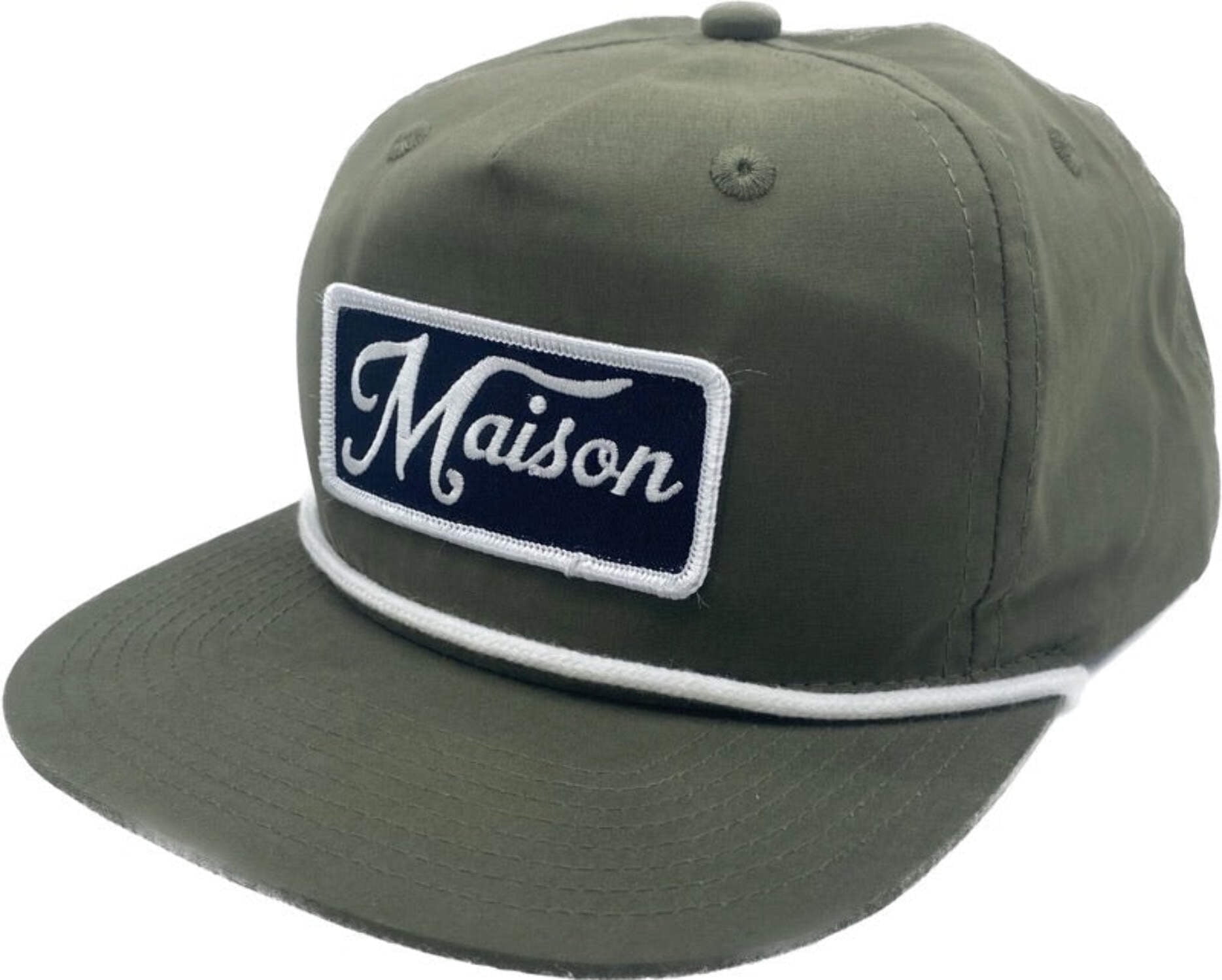 Maison Snapback Trucker Surf Hat. Olive With Black Custom Embroidered ...