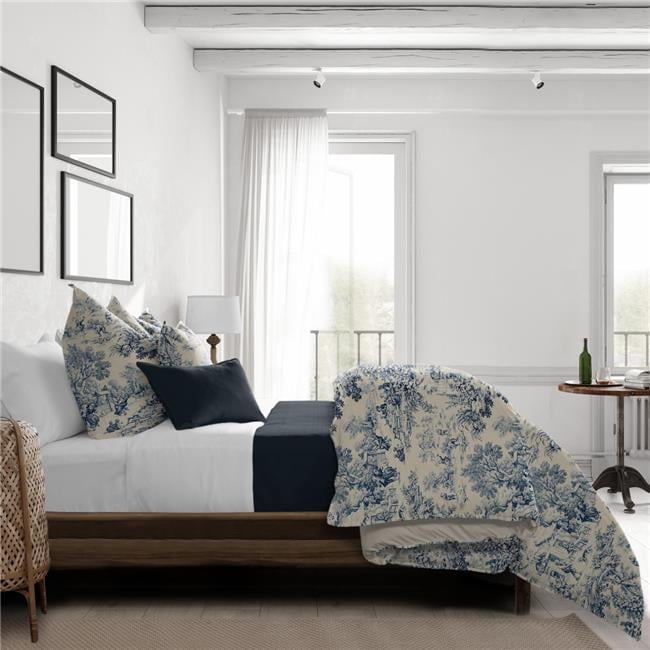 Maison Toile Comforter & 2 Pillow Shams Set, Blue - Queen Size - 3 ...