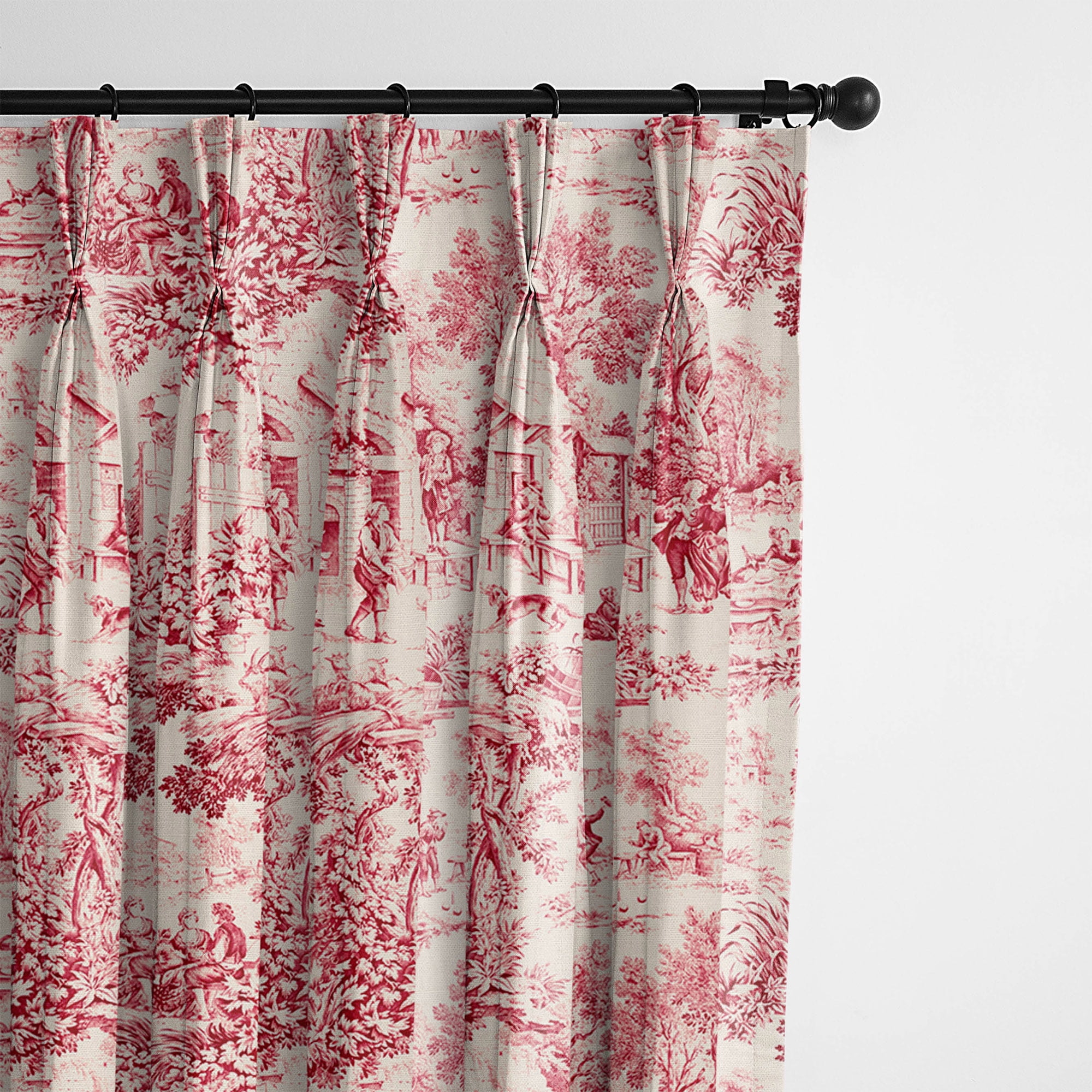 Maison Toile Red Pinch Pleat Drapery Panel - Pair 40"x96" - Walmart.com