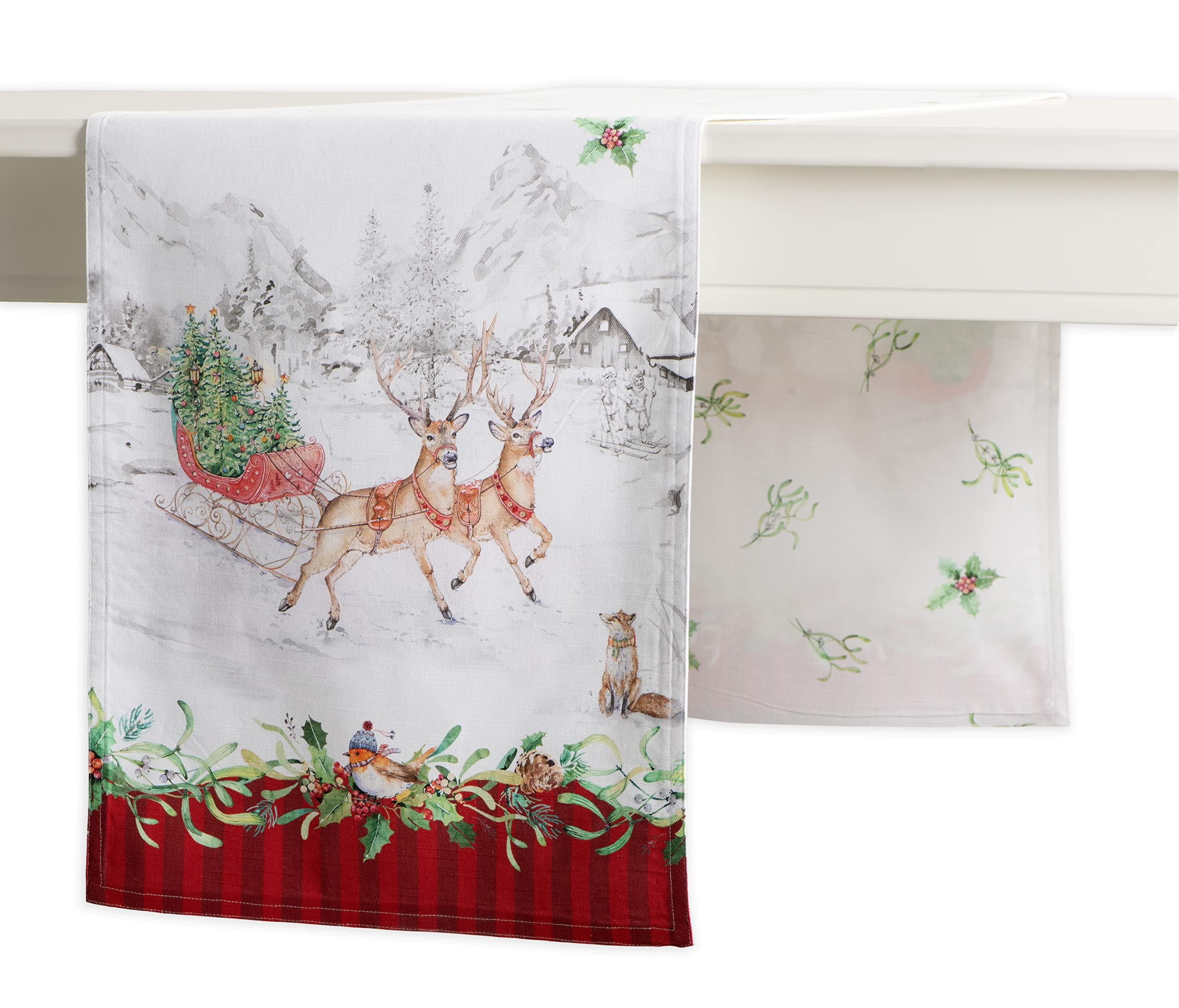 Maison d' Hermine 100% Cotton Table Runner, Autumn/Winter, Double Layer ...