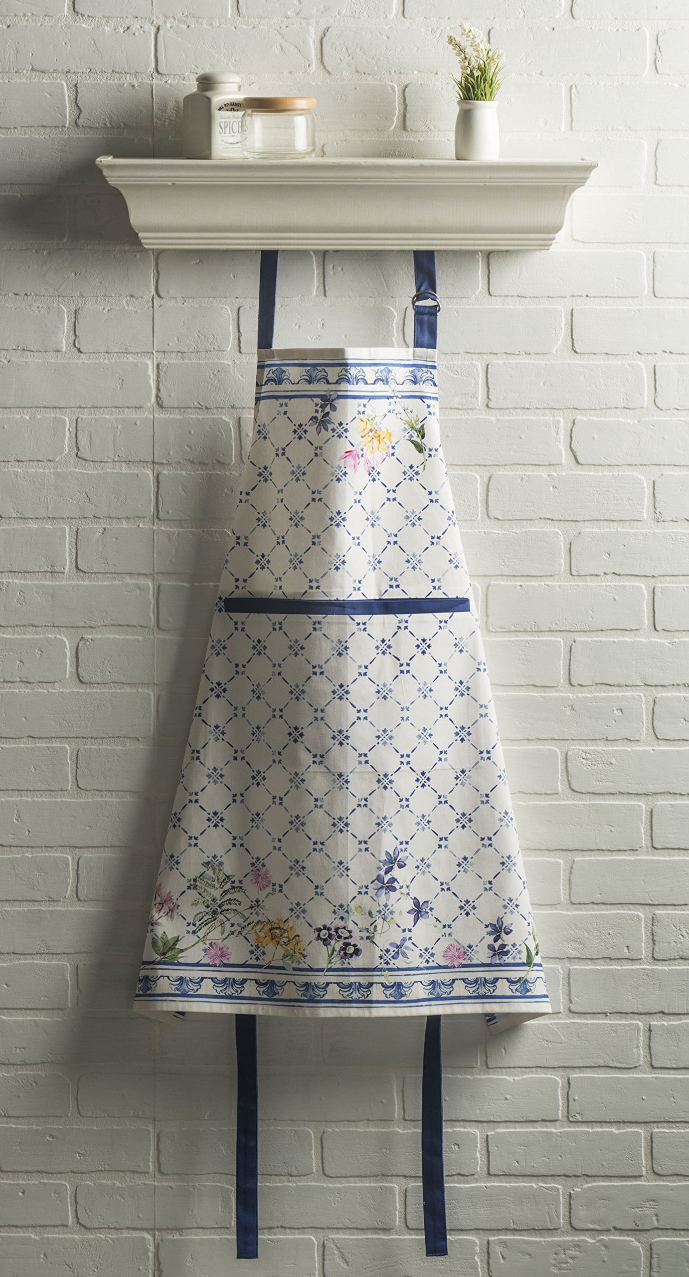 Maison d' Hermine Faience Cotton Kitchen Apron, Adjustable Neck, Floral ...