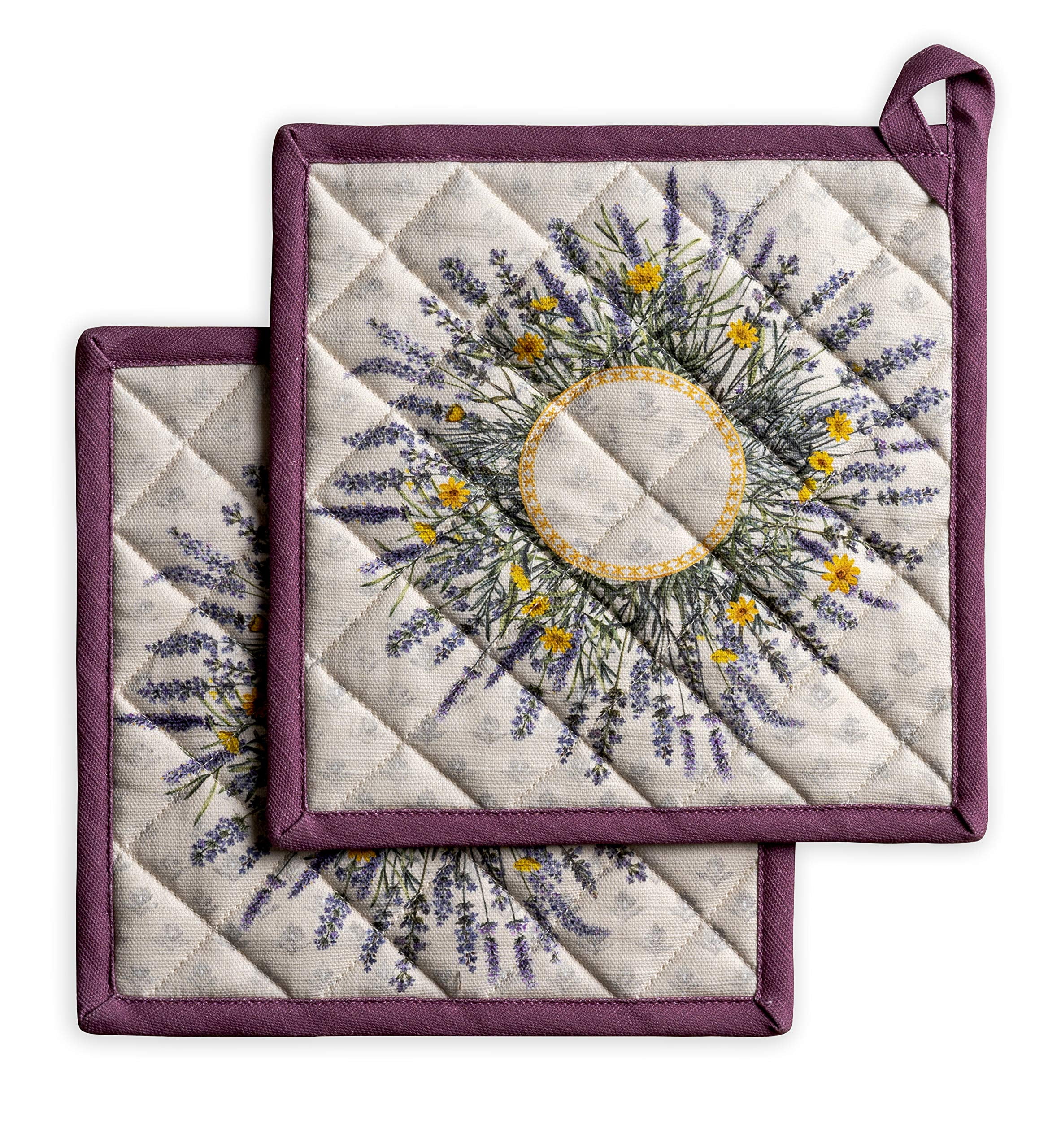 Maison d' Hermine Fanny Lavender 100% Cotton Set of 2 Pot Holders with ...