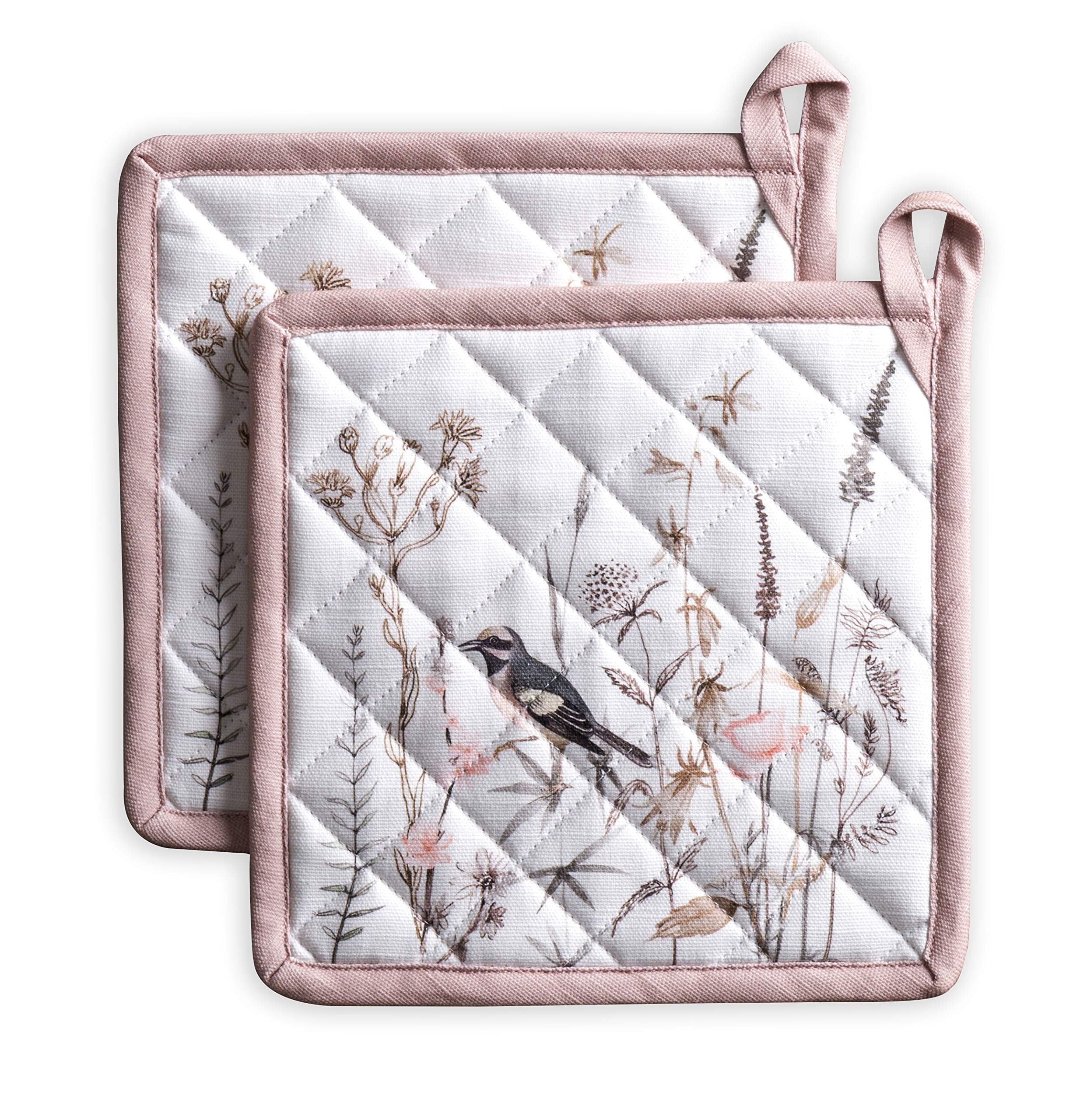 Maison d' Hermine Meadow Florals 100% Cotton Set of 2 Pot Holders with ...