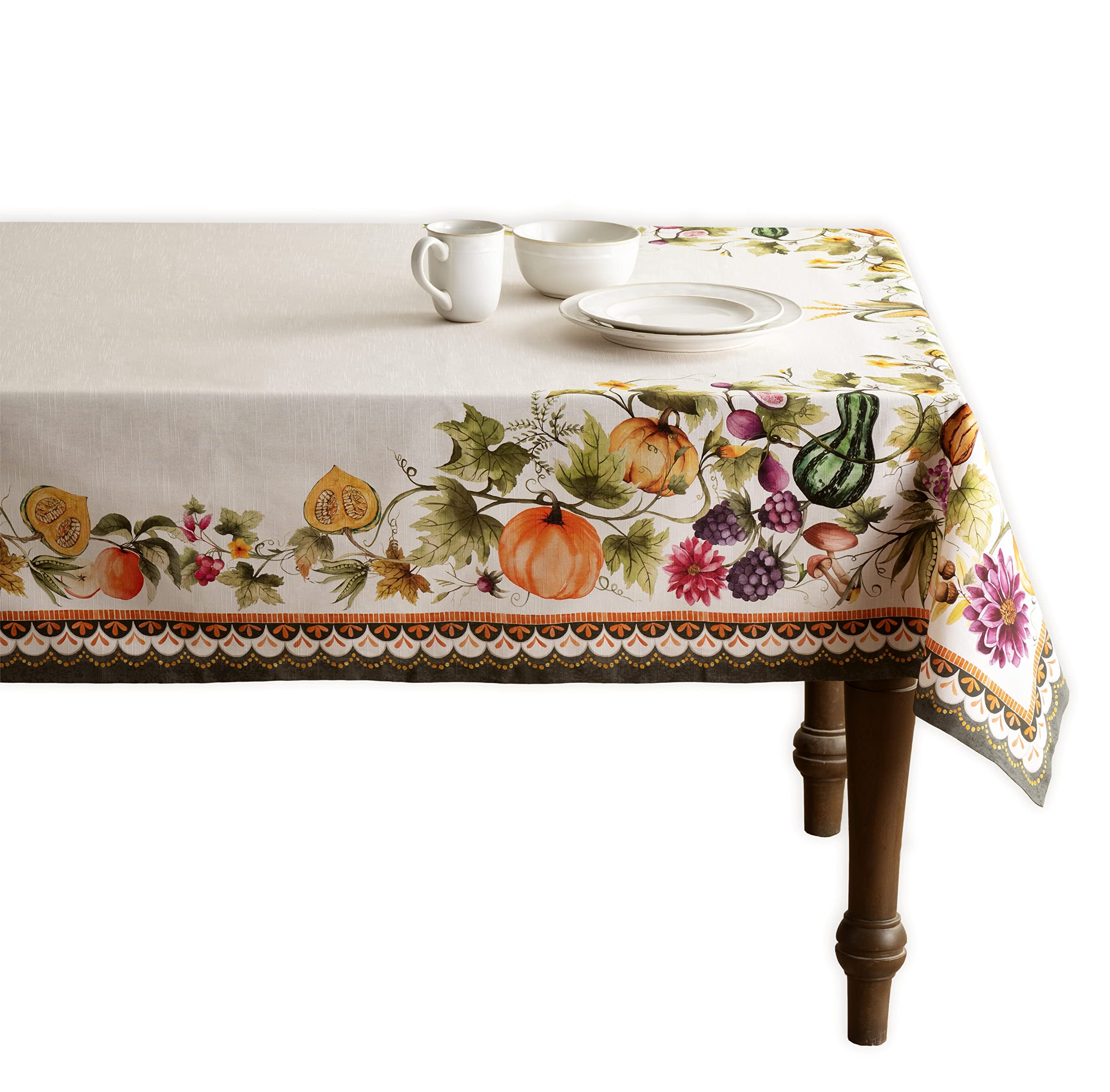 Maison d' Hermine Pumpkin Garden - Cloudy Cream 100% CottonTablecloth for Kitchen Dining ...