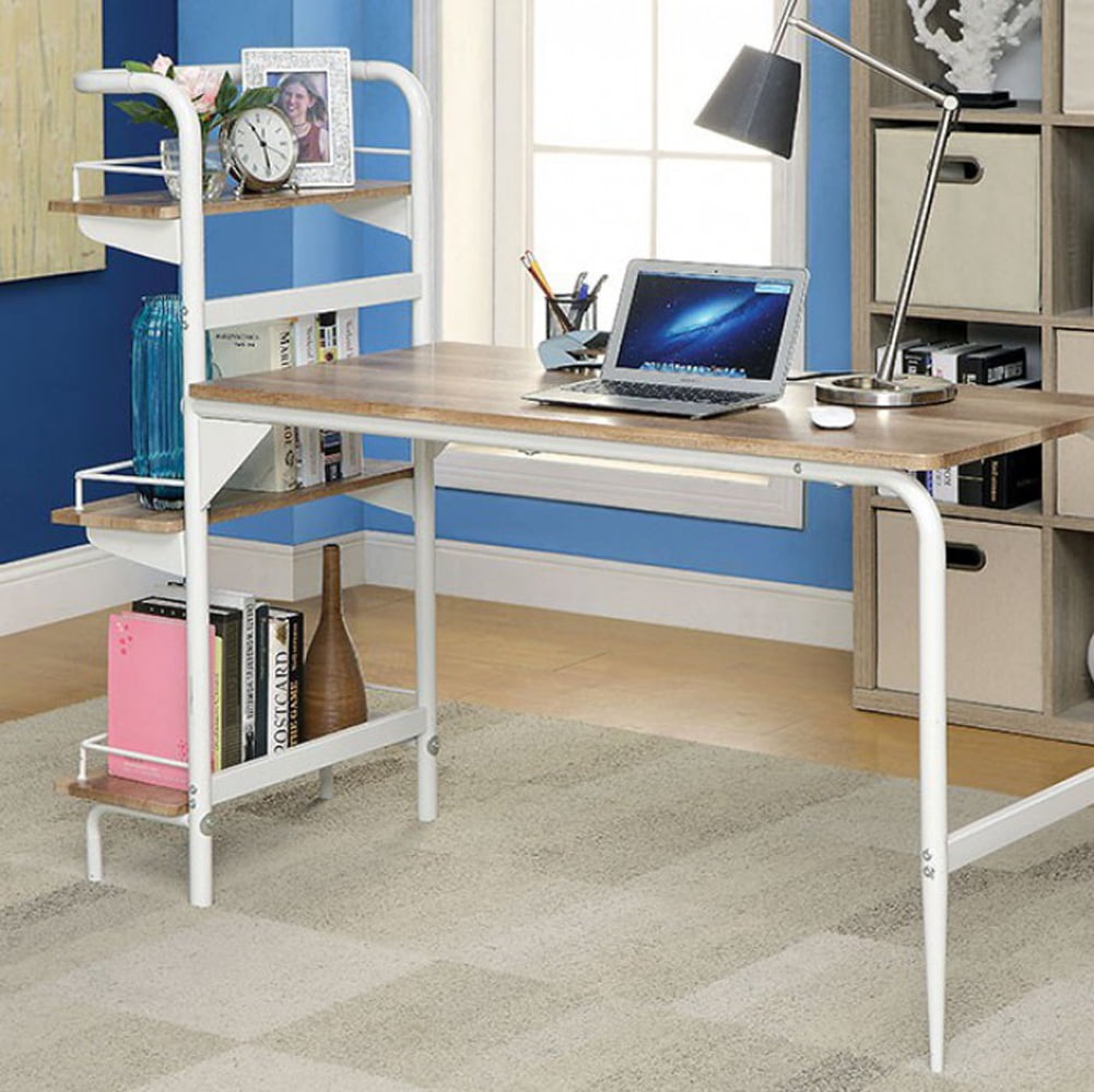 Maisy Contemporary Computer Desk With Bookshelf, White - Walmart.com