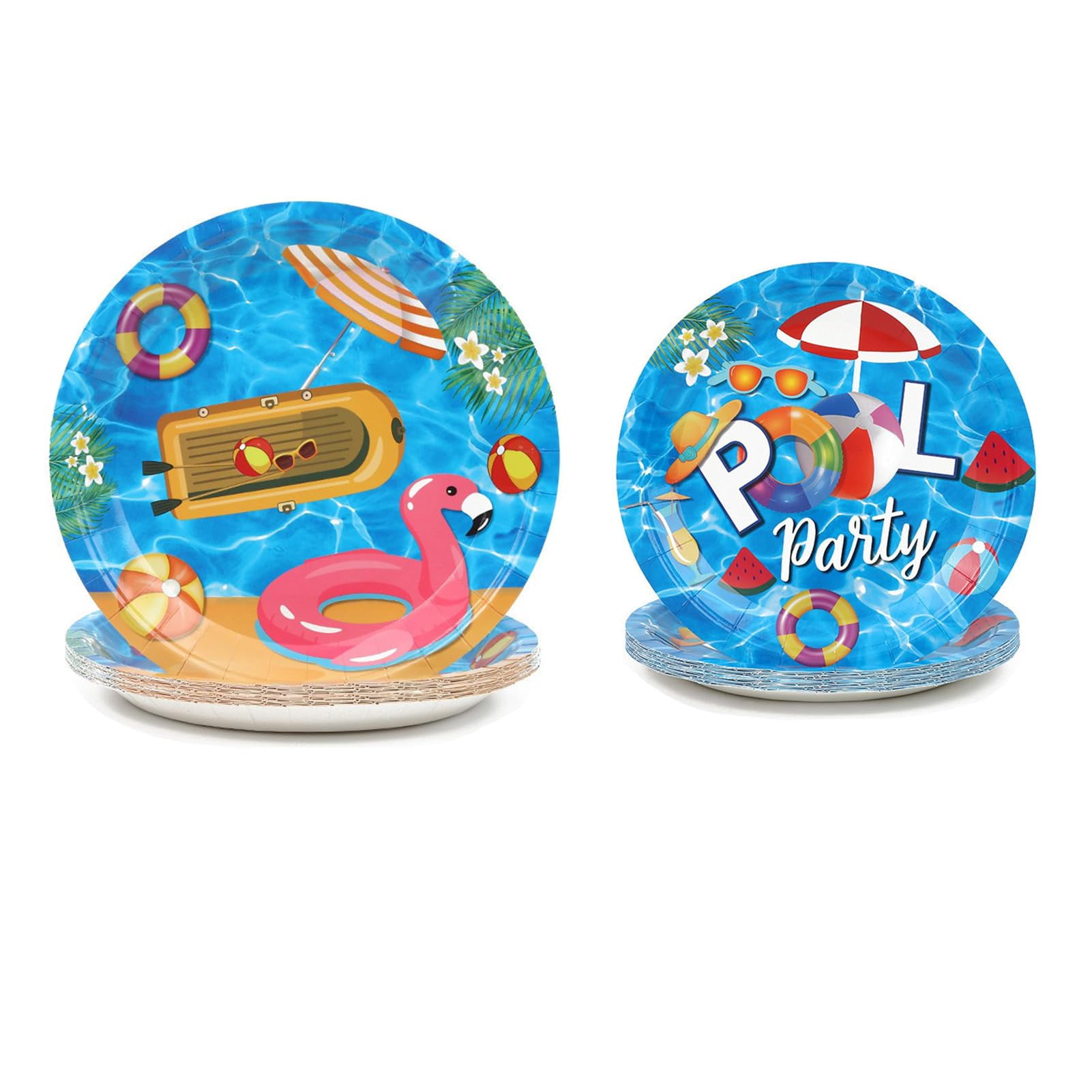 MaitianGuyou 80 Pack - 40 x 9 and 40 x 7 Pool Party Tableware Beach ...