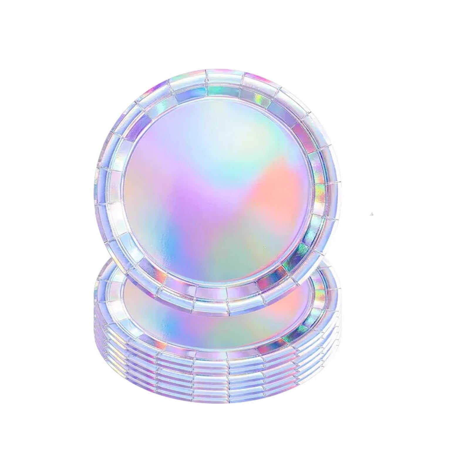 MaitianGuyou Iridescent Paper Plates Holographic Laser AFN1Round Party ...