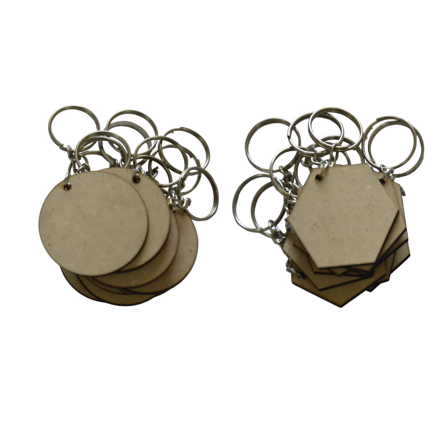Maitri Pack of 40 20Round 20Hexagon 2 Shape Key Chains with Ring 50 x ...