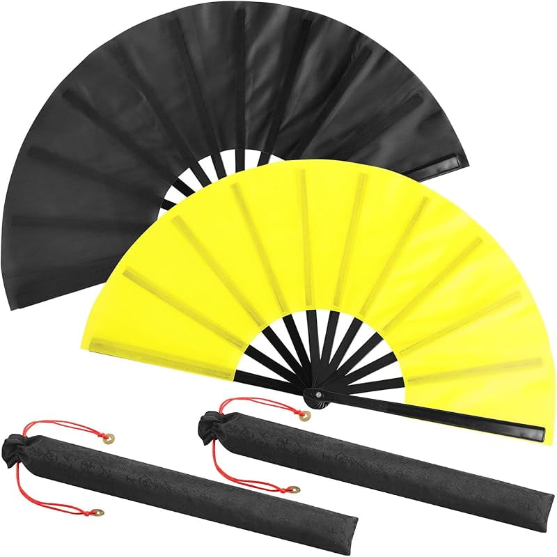 Maitys Large Folding Hand Silk Fans Chinese Handheld Tai Ji Fan for Men ...