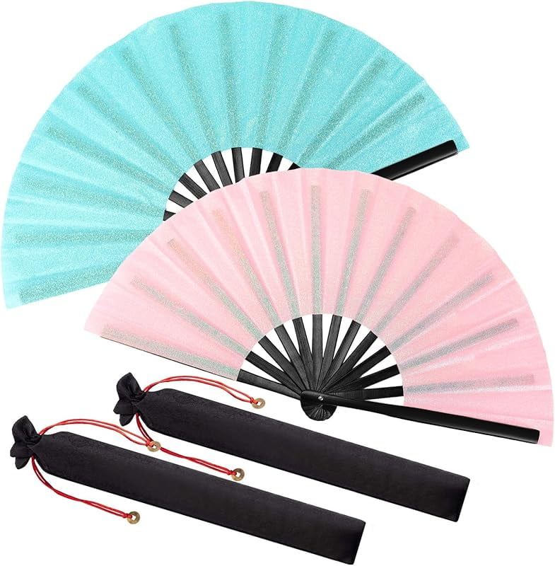 Maitys Large Folding Hand Silk Fans Chinese Handheld Tai Ji Fan for Men ...