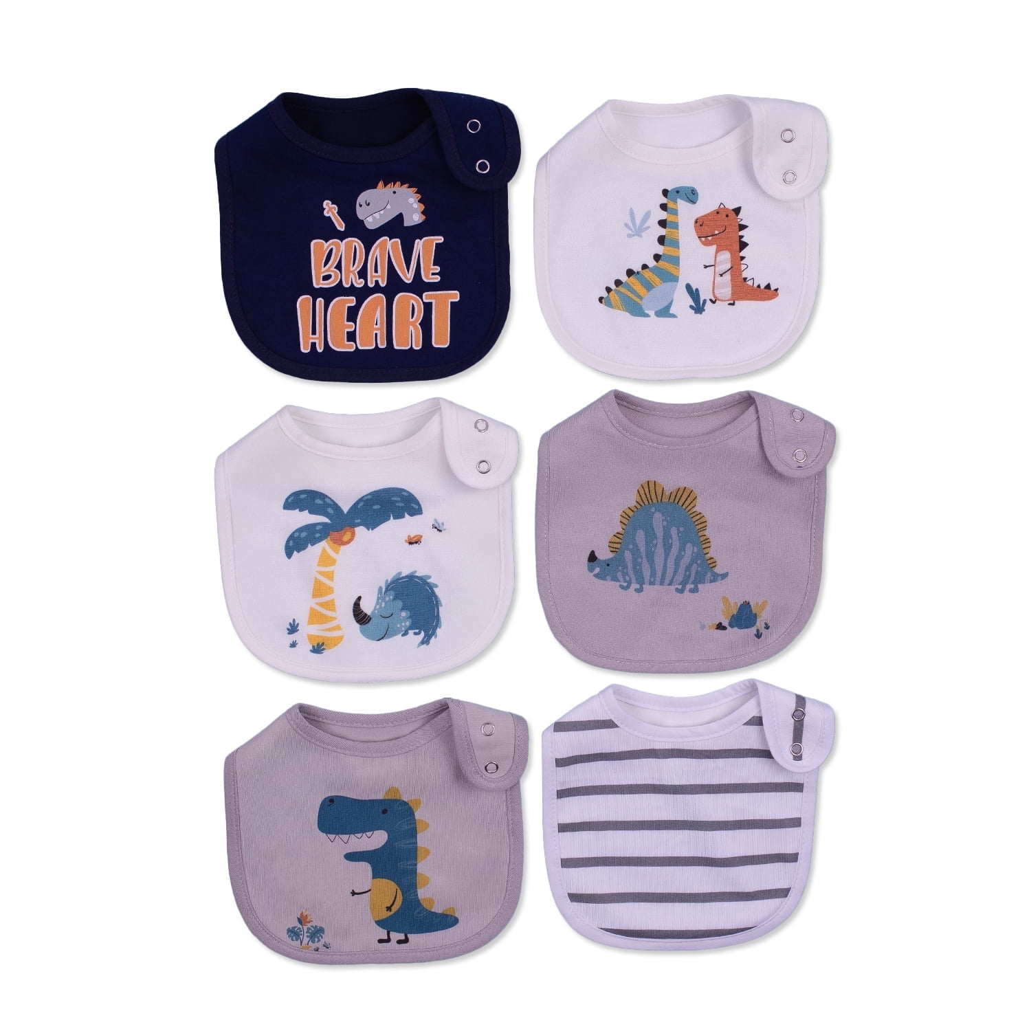 Maiwa 6 Pack Waterproof Cotton Dinosaur Baby Bibs for Girls Boys for ...