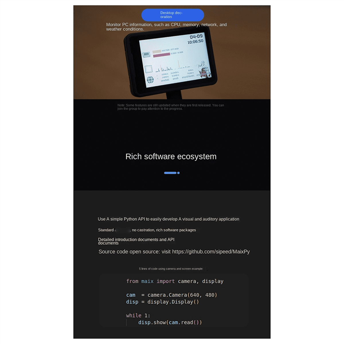 MaixCAM Development Board NPU RISCV AI Visual Audio Serial Port WIFI6 ...