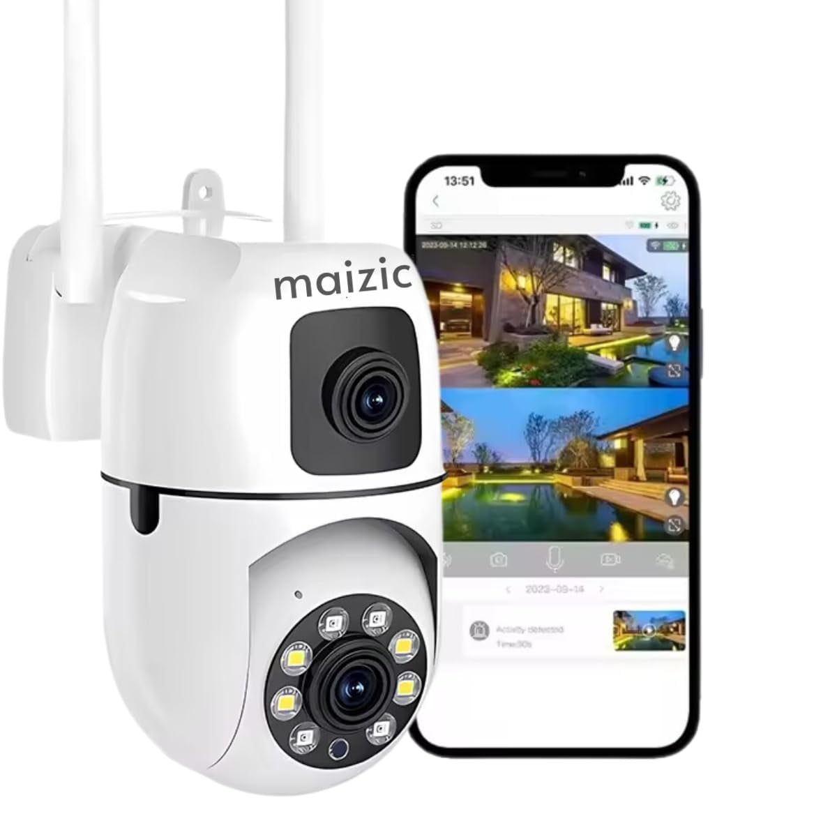 Maizic Smarthome 3 MP FHD WiFi Indoor Mini Fox Ptz Security Camera with ...