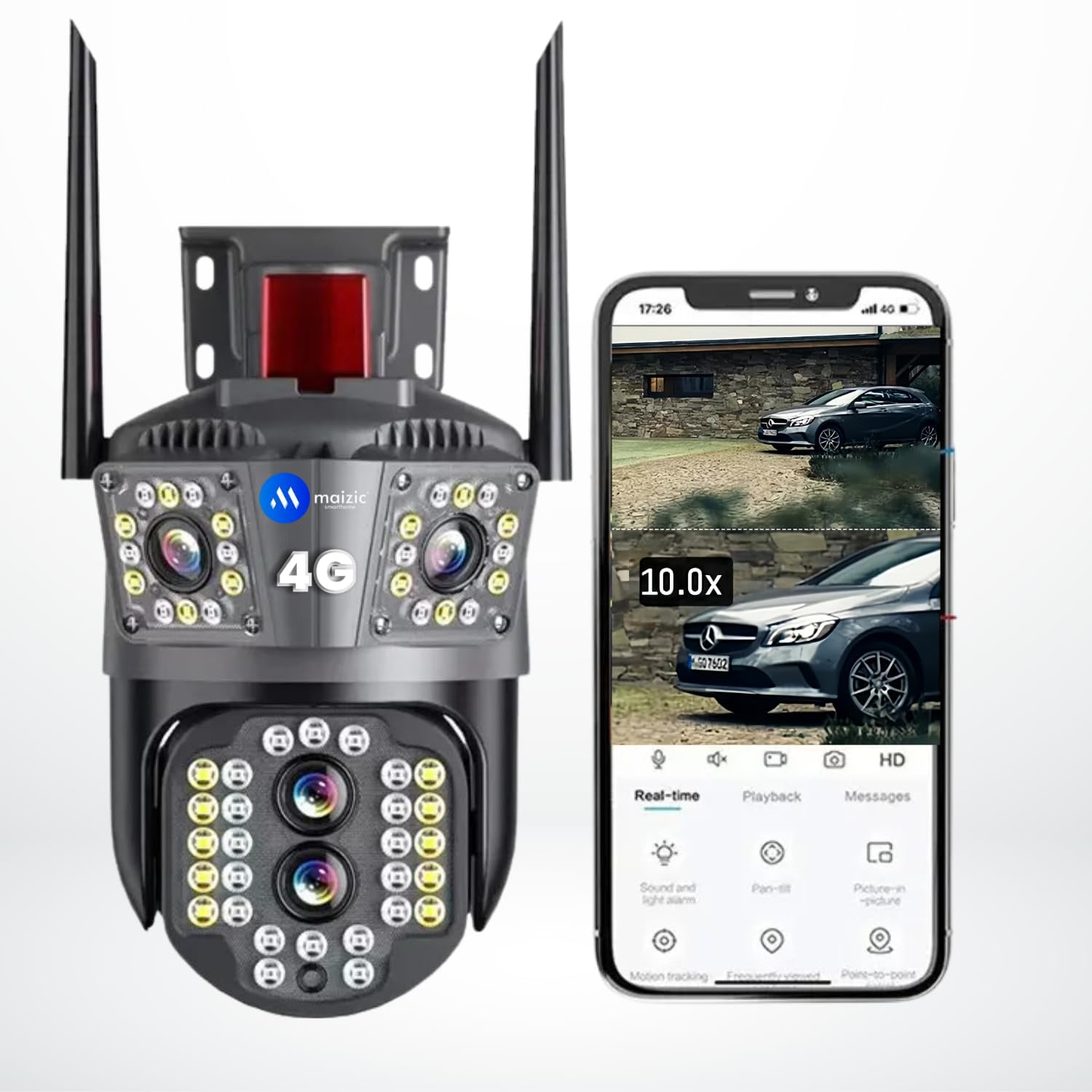 Maizic Smarthome 4G Sim 10X Optical Zoom Pan Tilt Wireless CCTV Camera ...