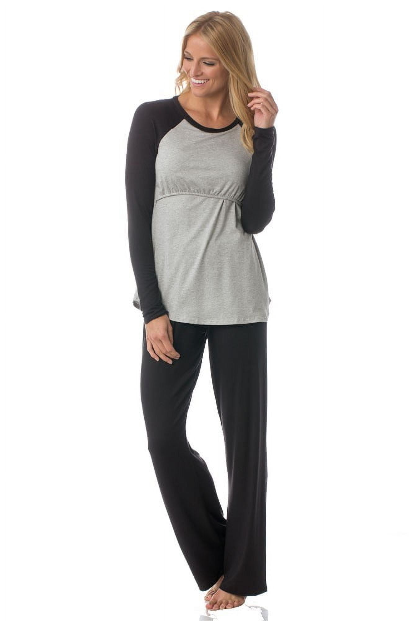 Majamas Pastime Maternity & Nursing PJ Set (15-9904),Large,Black ...