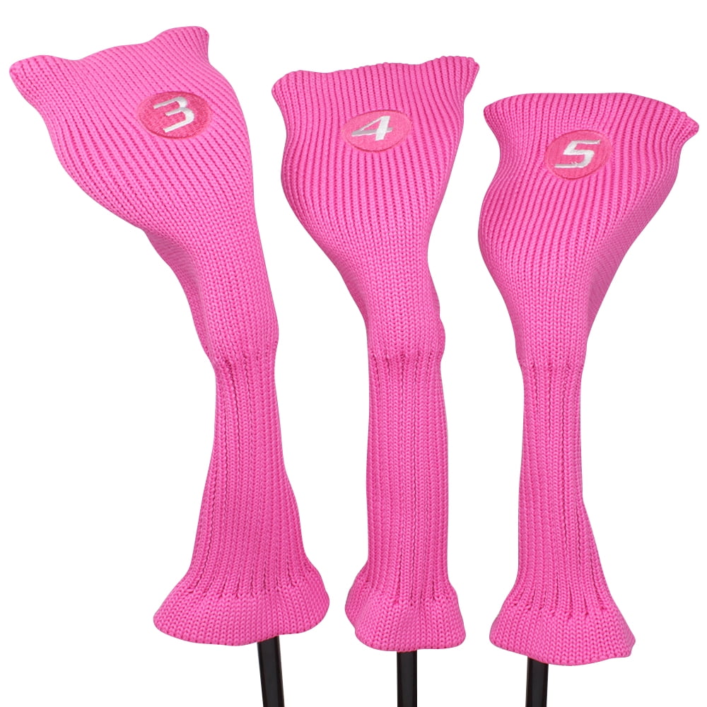Majek All Hybrid Golf Club Pink Headcover Set 3-5. Neoprene Acrylic ...