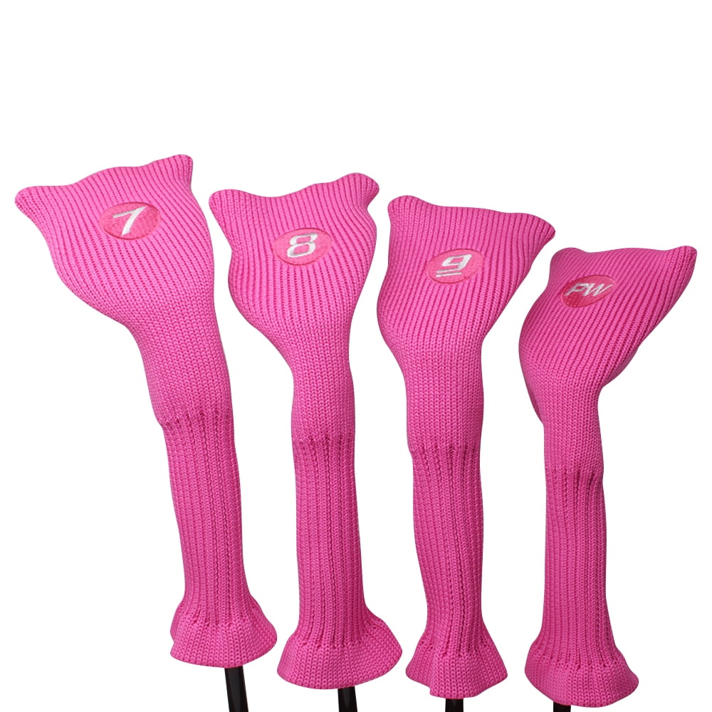 Majek All Hybrid Golf Club Pink Headcover Set 7-PW. Neoprene Acrylic ...