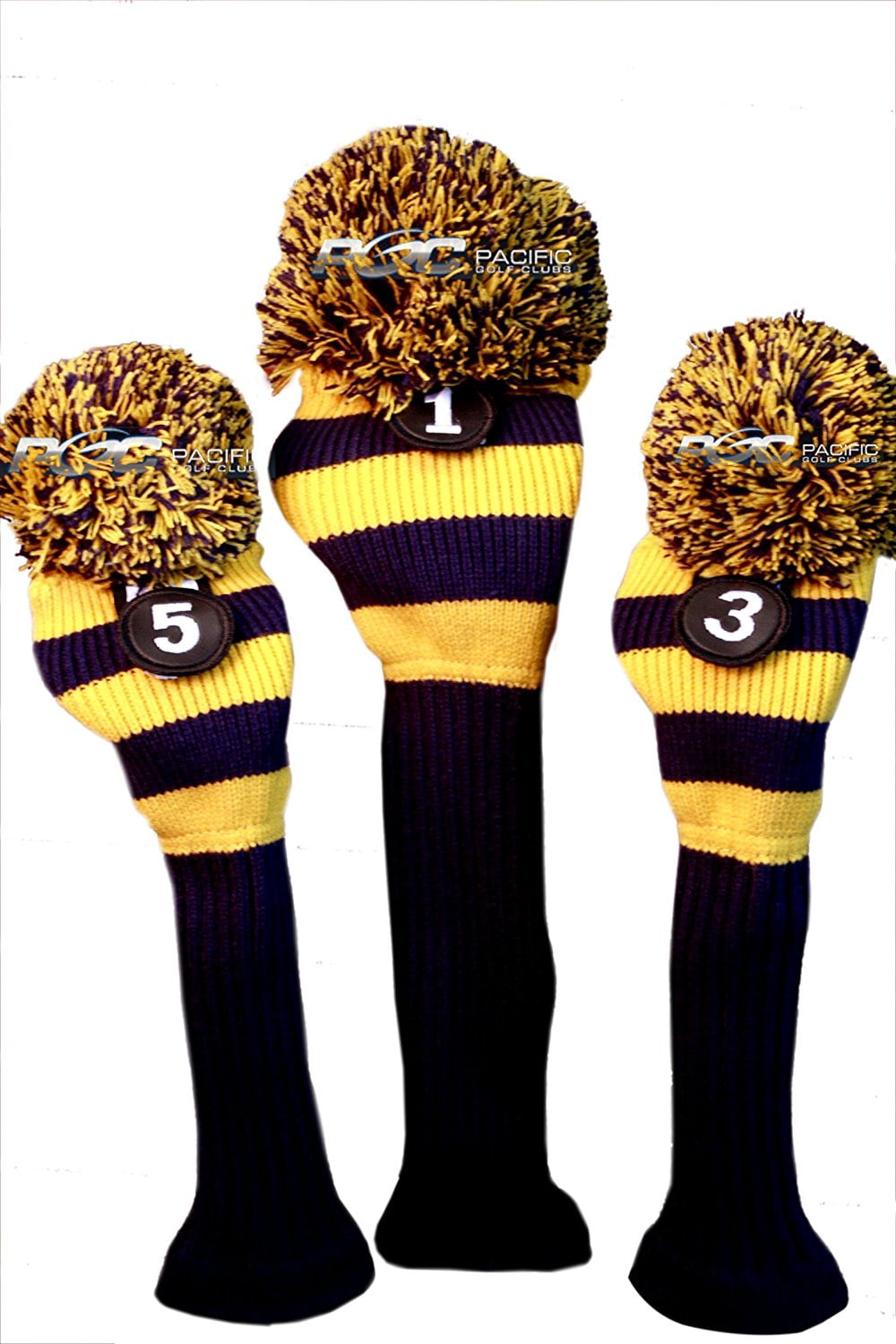 Majek Golf Club Head Covers Traditional Knit Vintage Classic Pom Pom ...