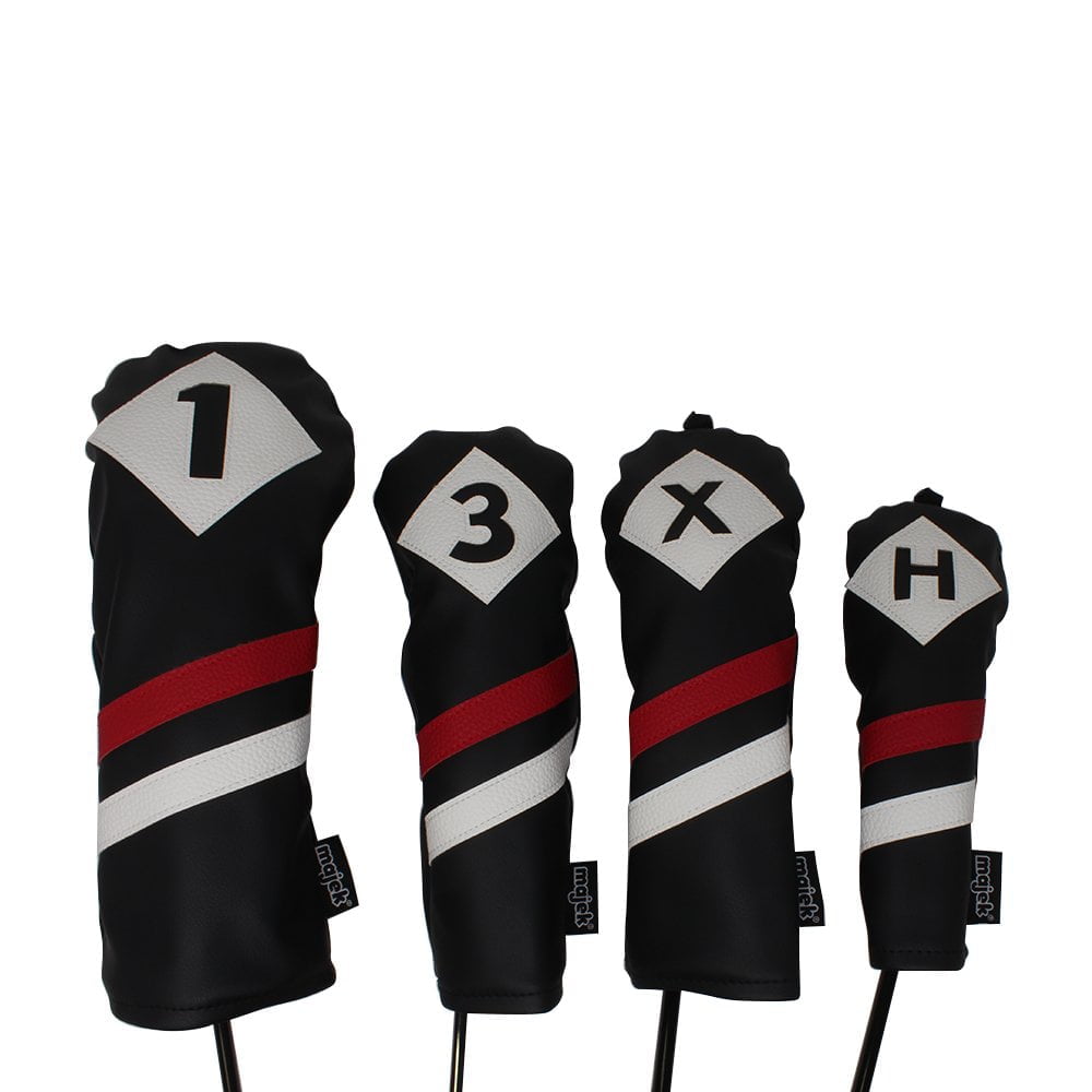 Majek Retro Golf Headcovers Black Red and White Vintage Leather Style 1 ...