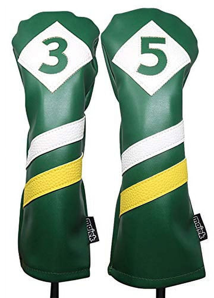 Majek Retro Golf Headcovers Green White and Yellow Vintage Leather ...