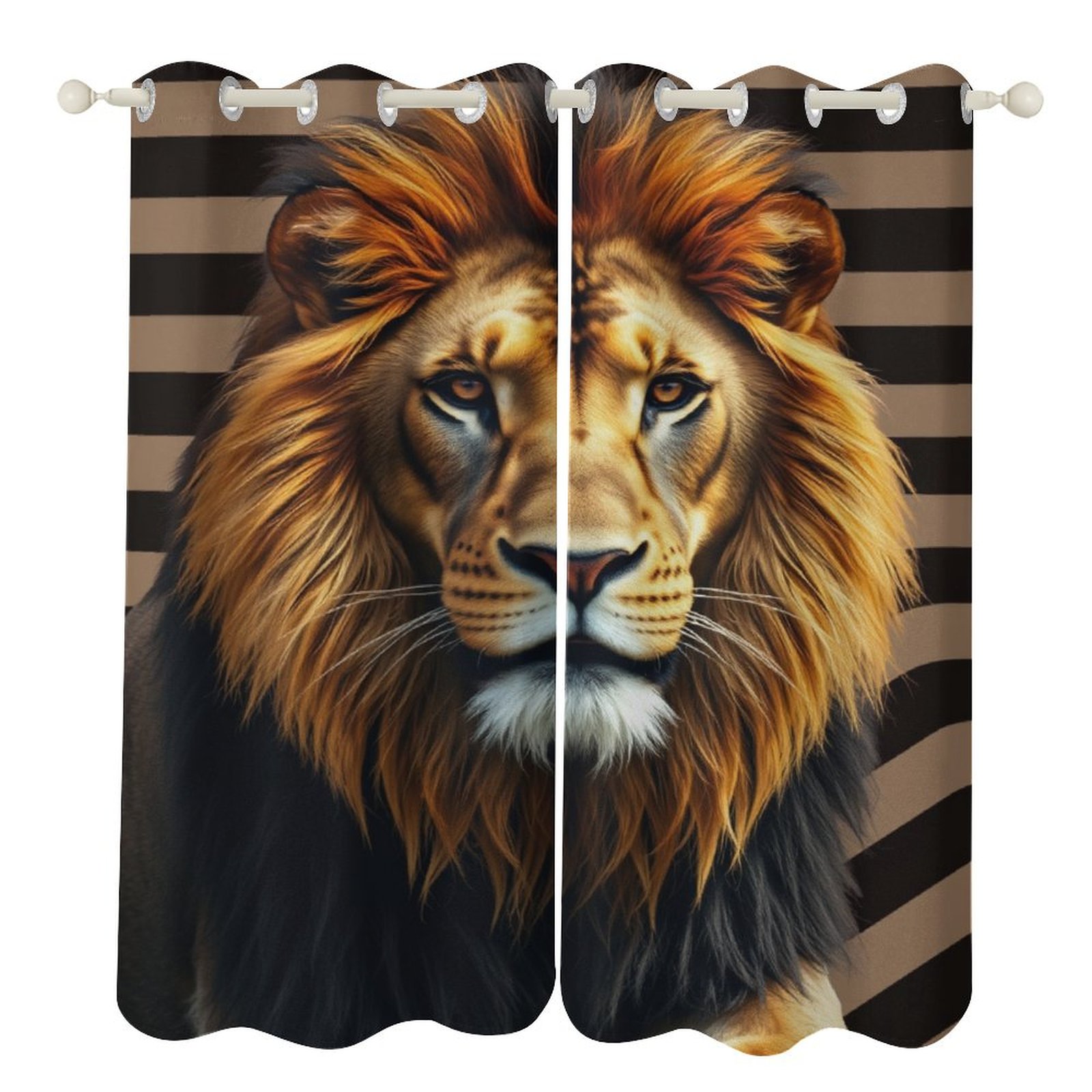 Majestic African Lion 2 Pieces Window Drape Curtain for Living Room ...