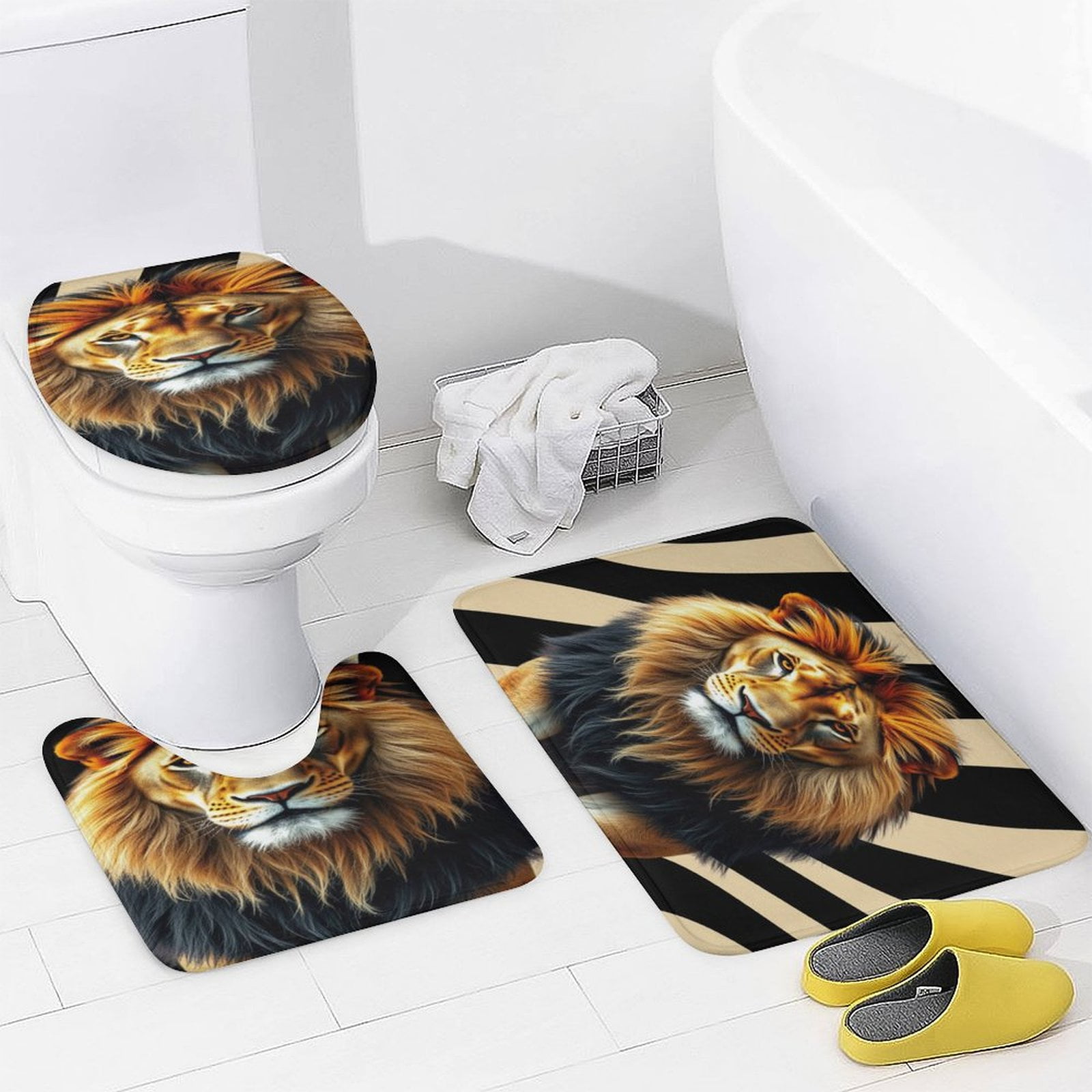 Majestic African Lion Bathroom Rugs Set 3 Piece with Non-Slip Bath Rugs ...