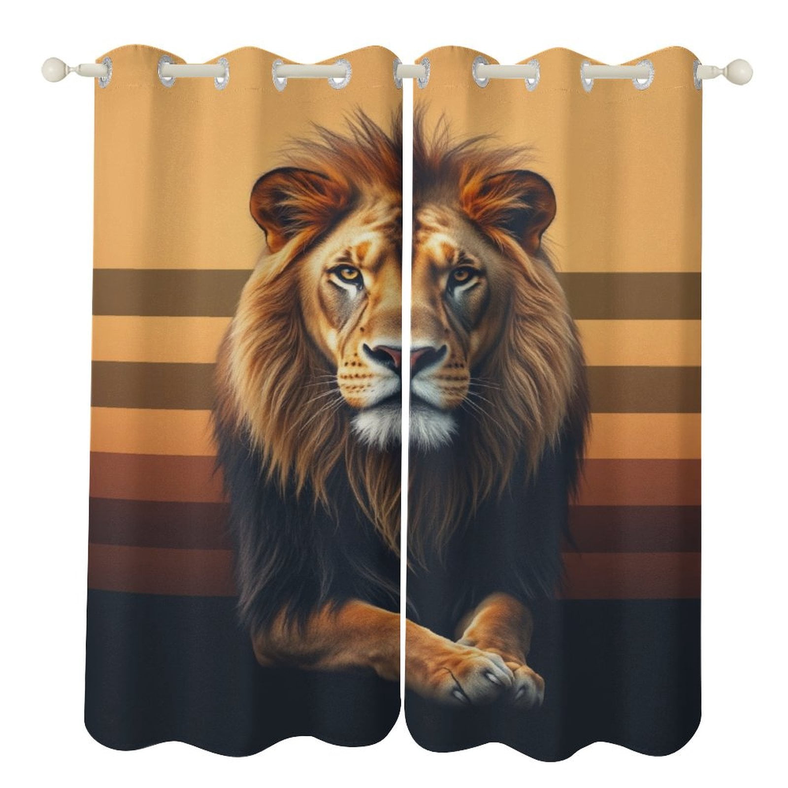 Majestic African Lion Blackout Curtains 2 Panel Rod Pocket Thermal ...
