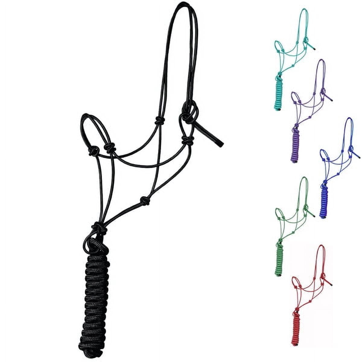 Majestic Ally 1/4" Rope 4 Knot Stiff Polyester Training Halter with 10 ...
