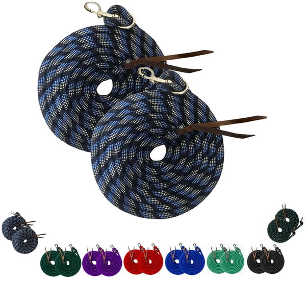 Majestic Ally 14' Pack of 2 Poly Training Lead Rope with Leather Popper ...