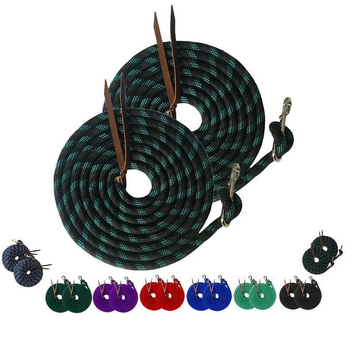 Majestic Ally 14' Pack of 2 Poly Training Lead Rope with Leather Popper ...
