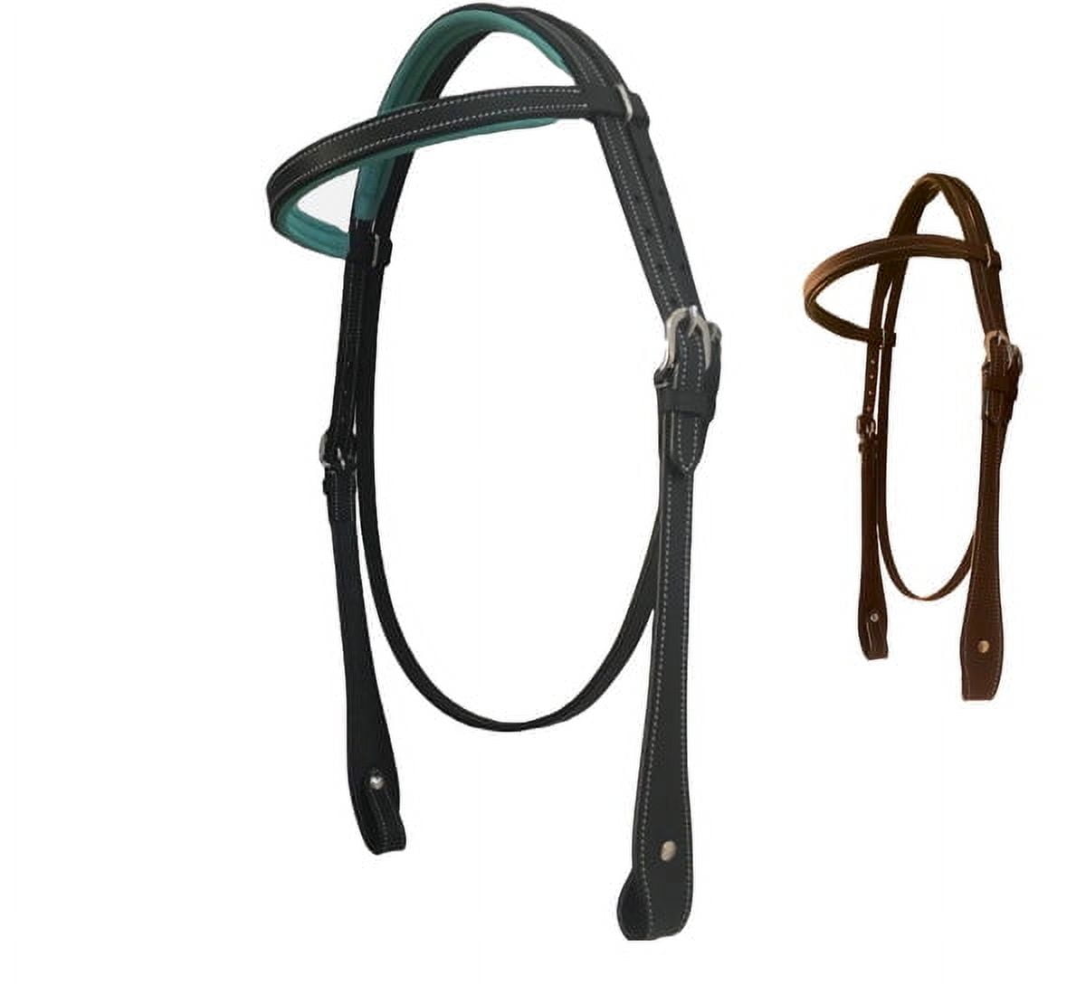 Majestic Ally Padded Leather Brow Band Headstall for Horses - Walmart.com