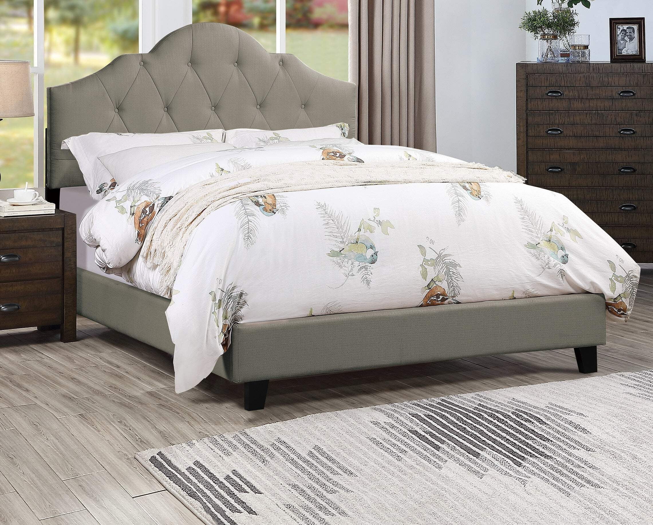 Majestic Arch 1Pc California King Size Bed Adjustable Hb Grey Polyfiber ...