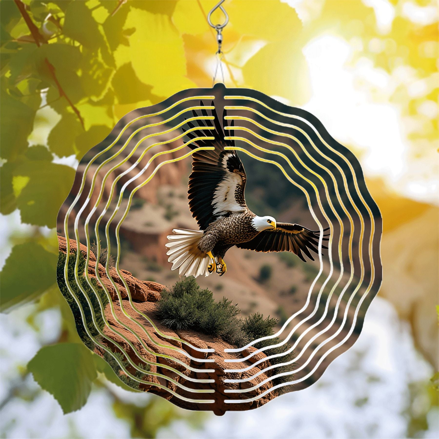 Majestic Bald Eagle Metal Wind Spinner - Artistic Circular Design for ...