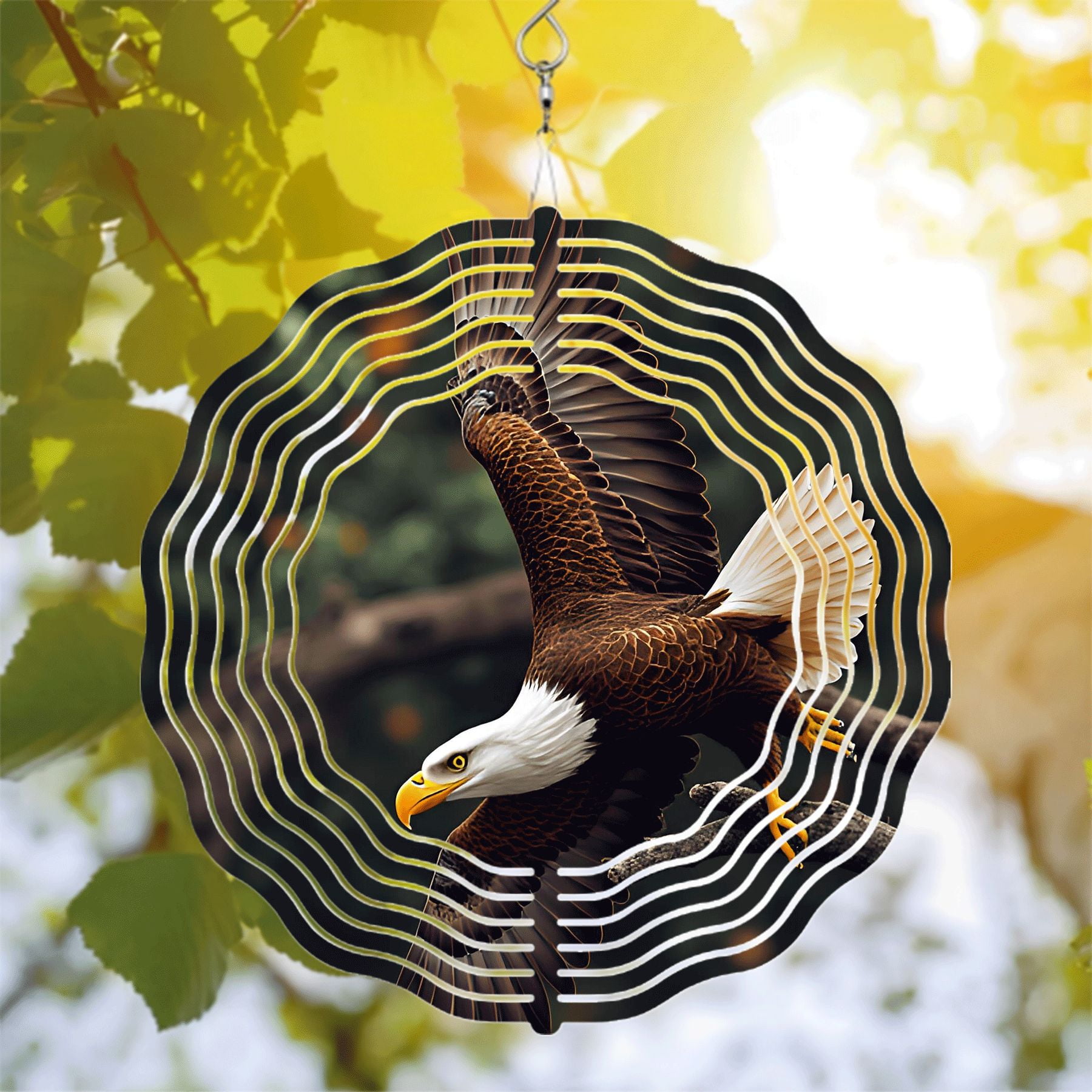 Majestic Bald Eagle Metal Wind Spinner & Chime - Dynamic Design for ...