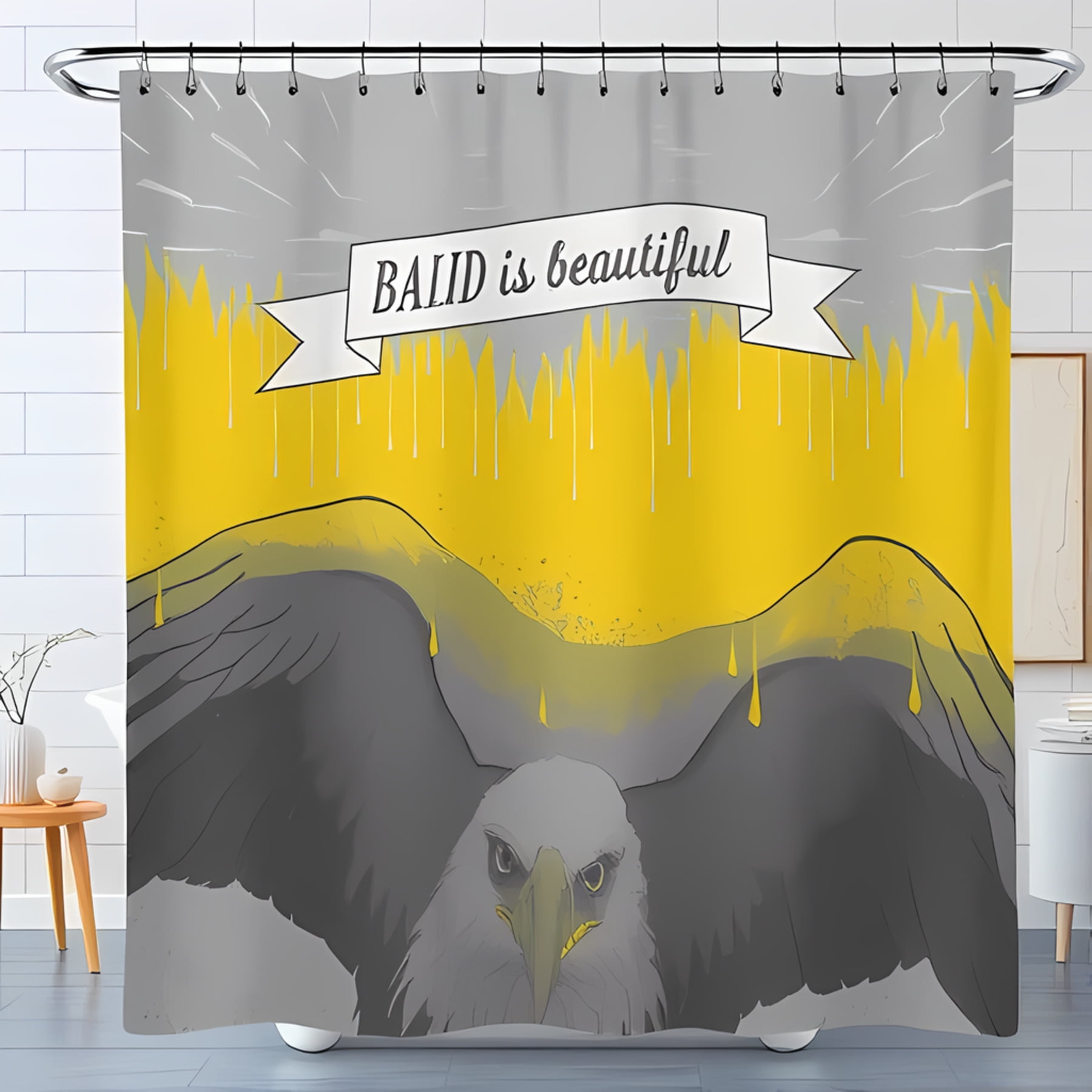 Majestic Bald Eagle Shower Curtain - Bold Design with Yellow and Gray ...
